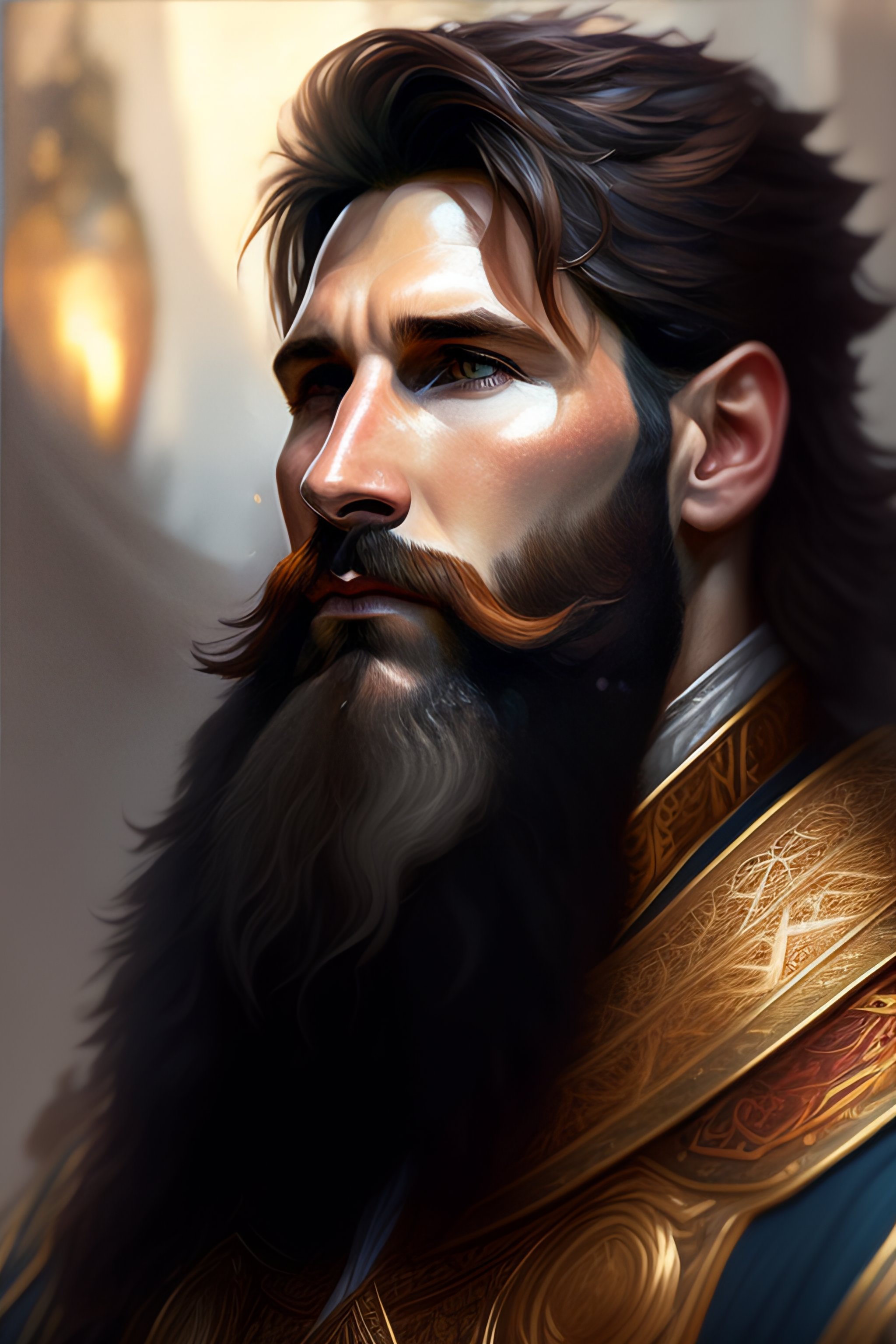 Lexica - Lionel Messi with a majestic beard, closeup, D&D, fantasy, intricate, elegant, highly ...
