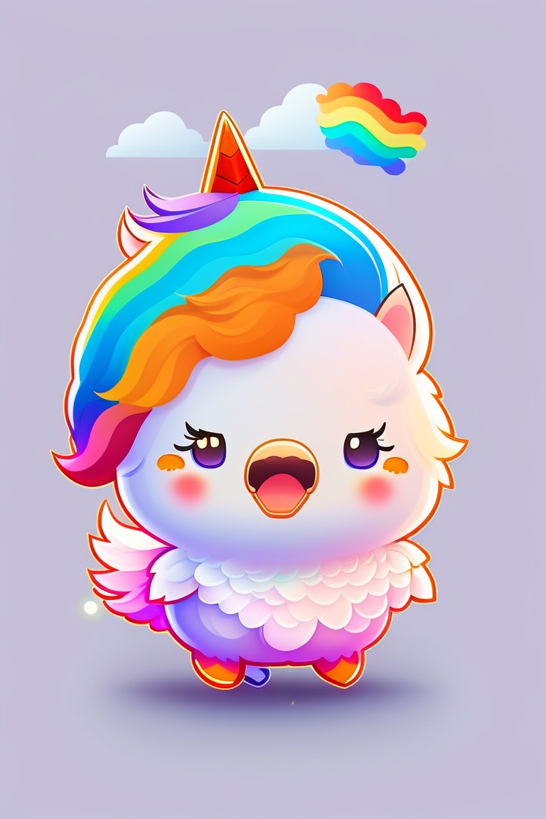 Lexica - Chibi fluffy chicken-like unicorn extremely angry, screaming ...