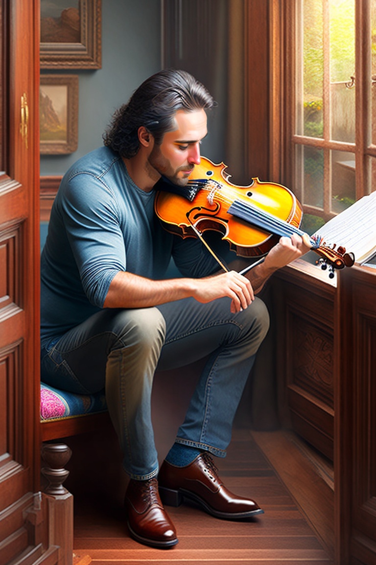 Lexica - Stradivarius violin artist playing in a small room, creating ...