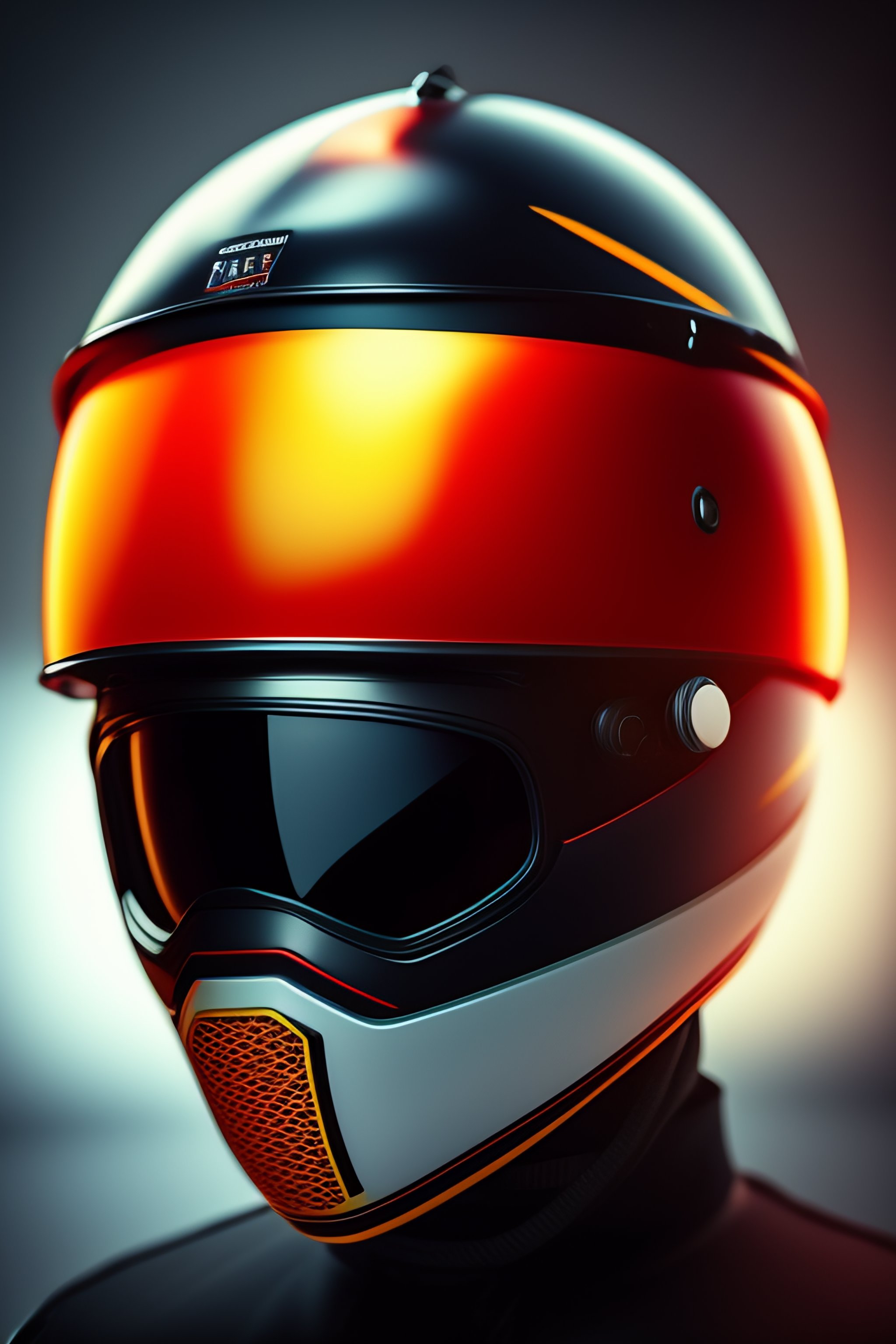 Lexica - Front view of a jet fighter pilot helmet,looking at the camera ...