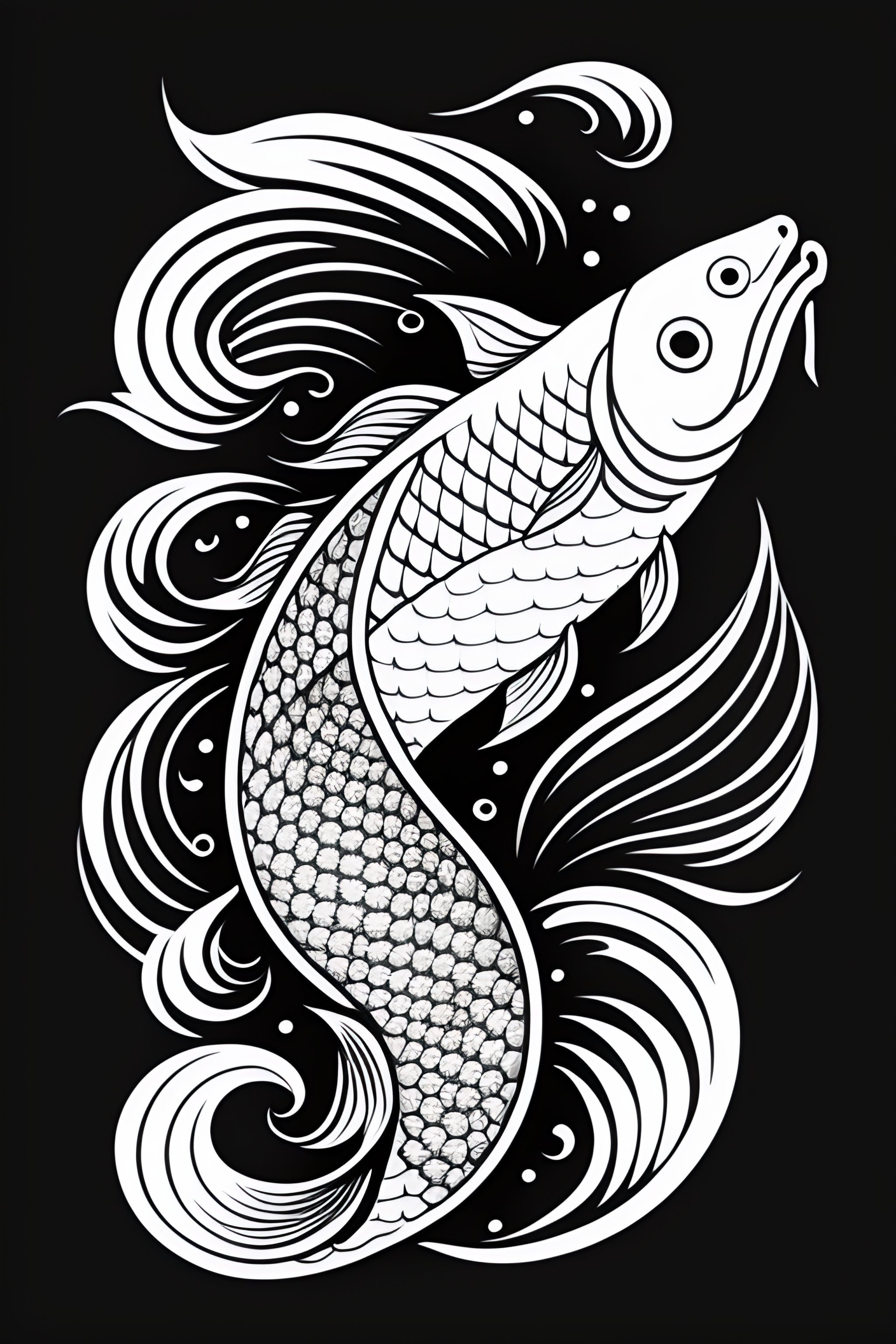 Lexica - A koi carp, irezumi, Japan, japanese style, drawing, line work ...