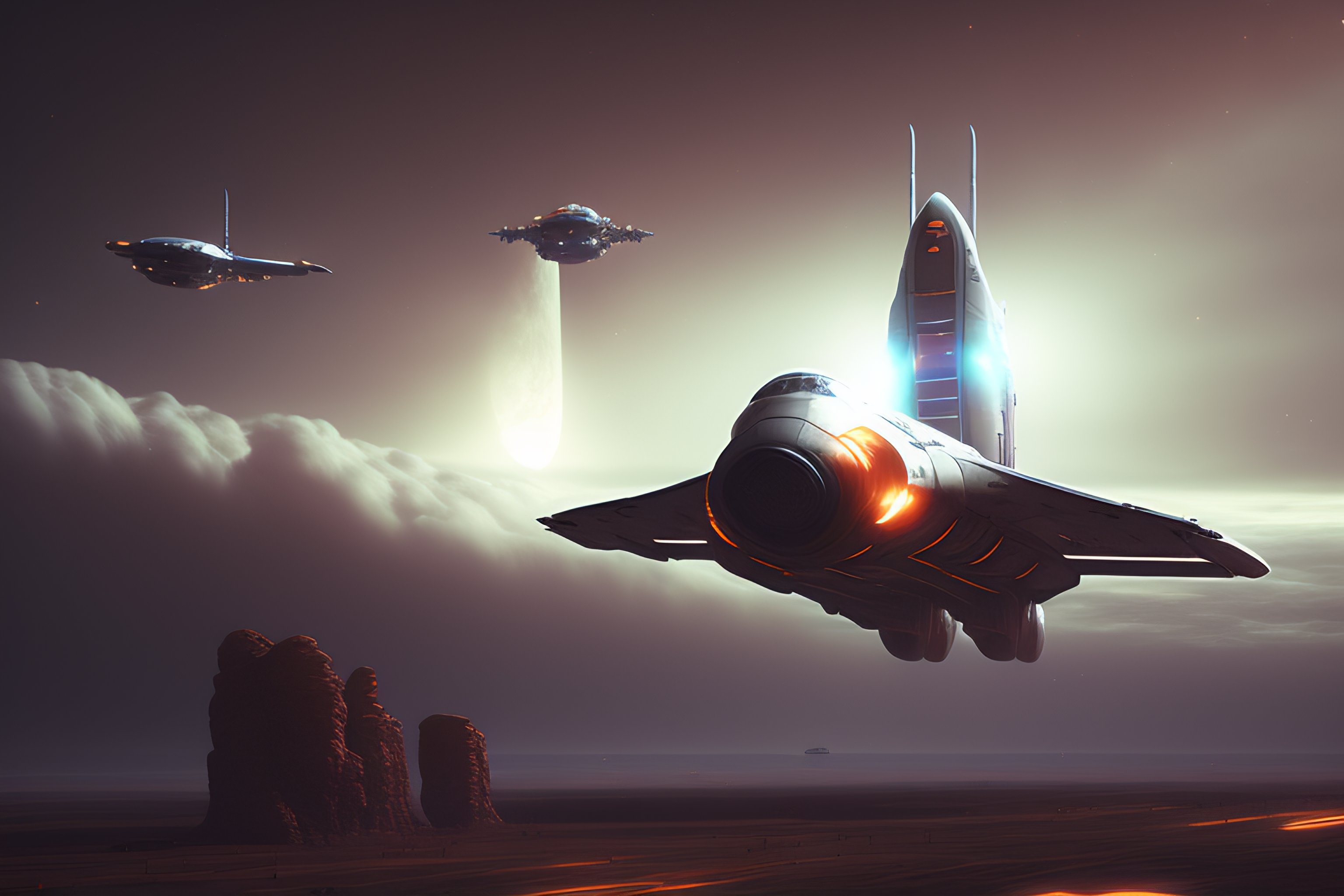 Lexica - ,spaceship soaring into the sky, passing through the ...
