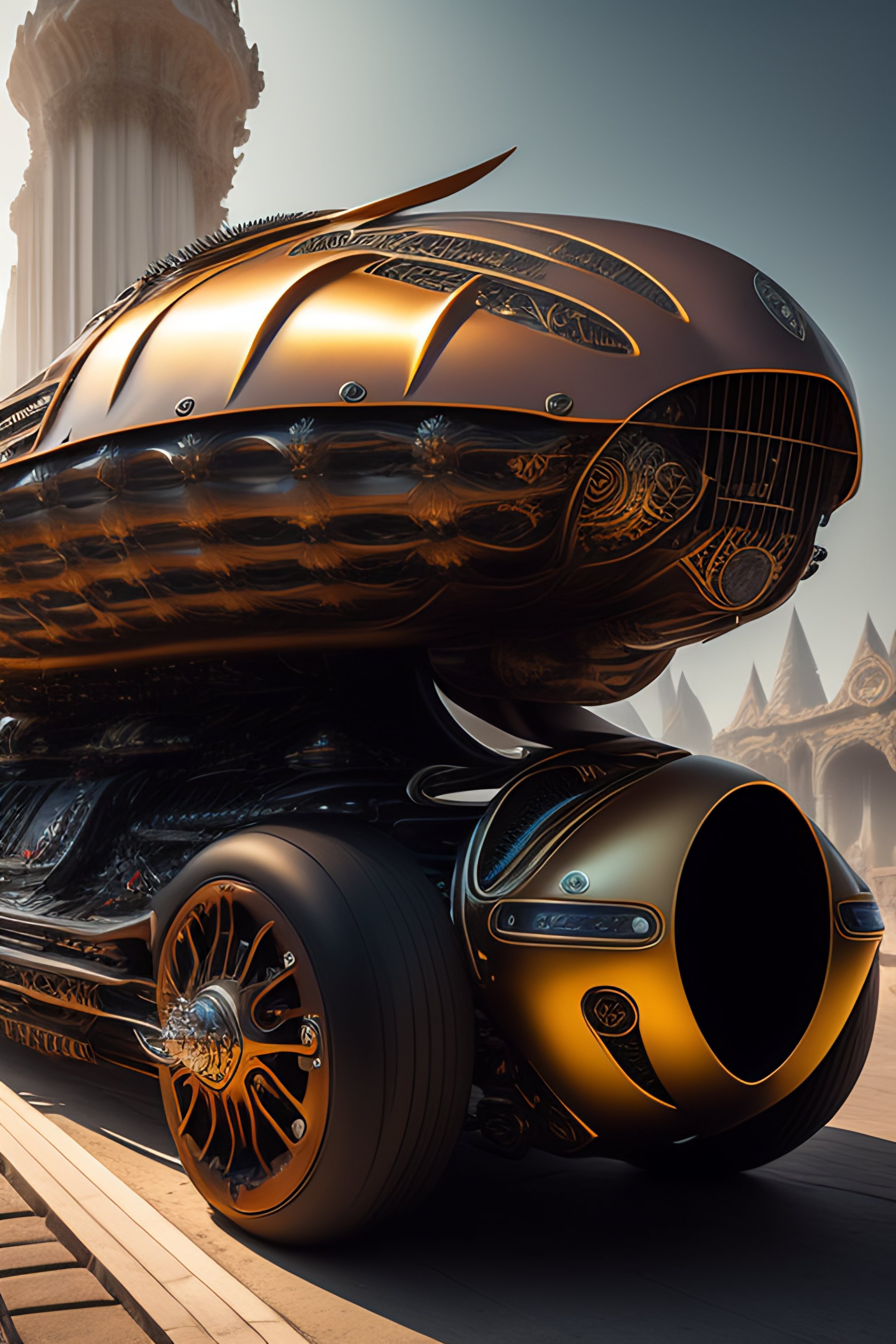 Lexica - Biomechanical steampunk batmobile reminiscent of fast ...