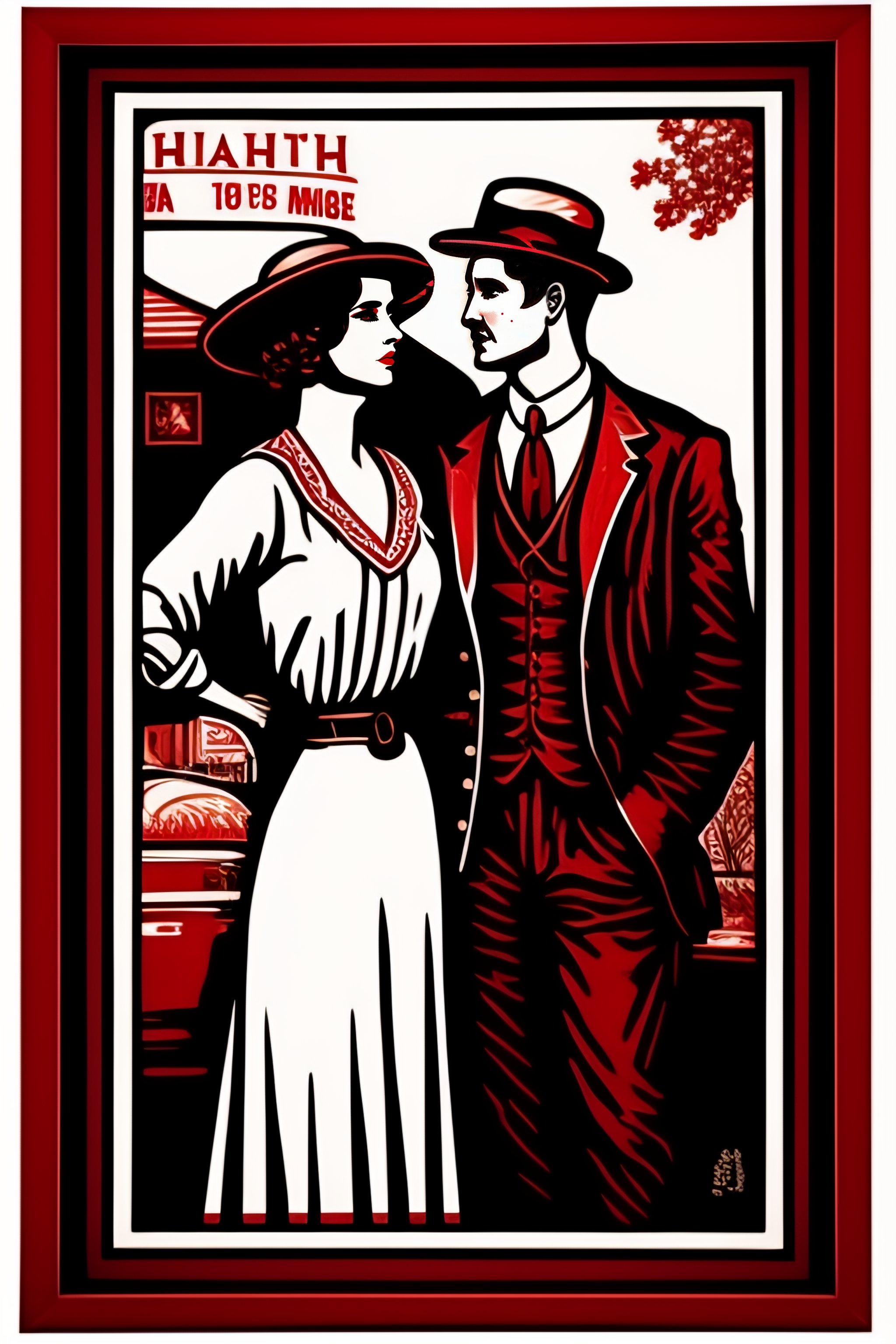 Lexica - Block print of old time Americana in the style of hatch show ...