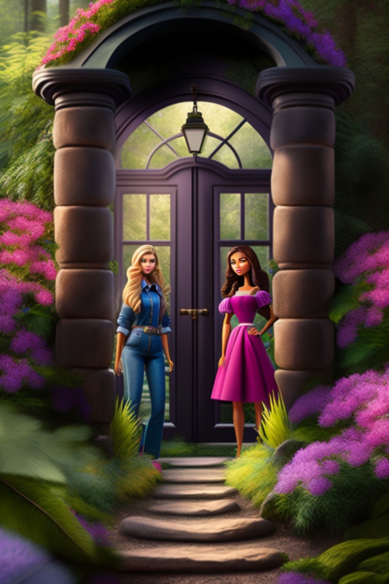 Lexica - An image depicting Barbie, Nikki, Teresa, and Ken standing at ...