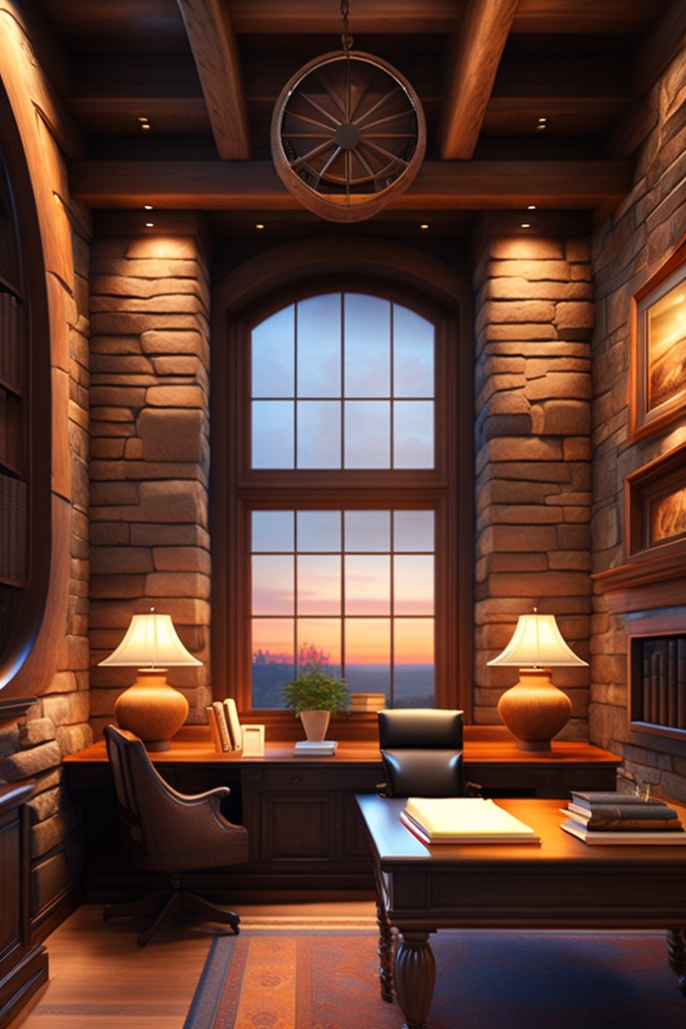 Lexica - The image showcases a captivating study room with walls made ...