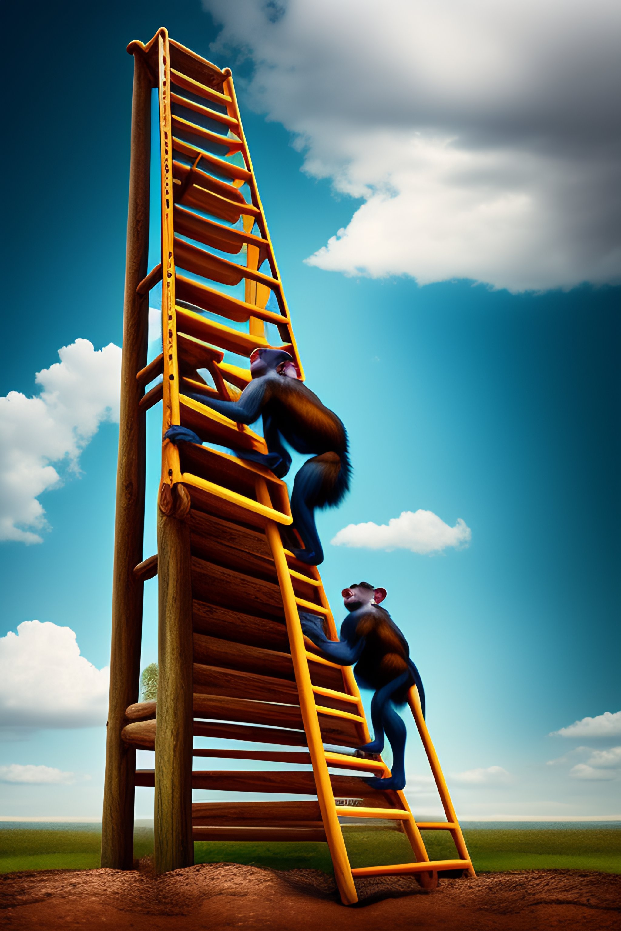 Lexica - 5 monkeys and bananas on the top of the ladder