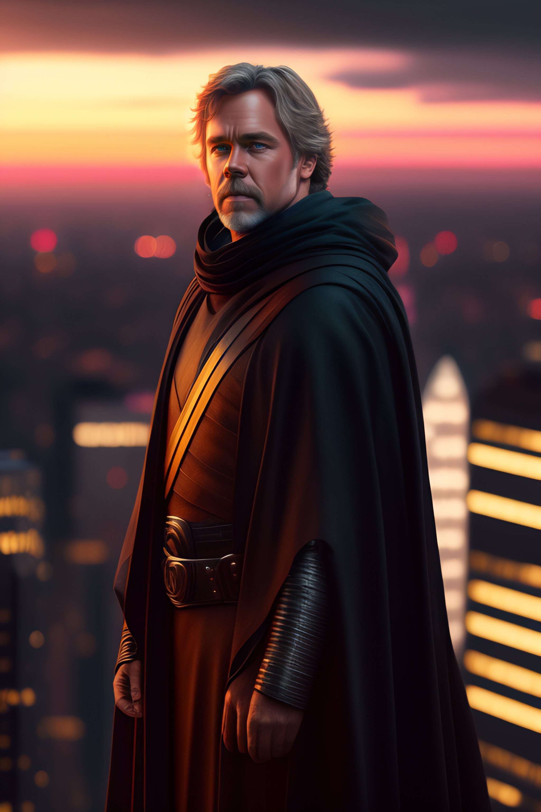 Lexica - Portrait of luke skywalker wearing a black jedi tunic on a ...