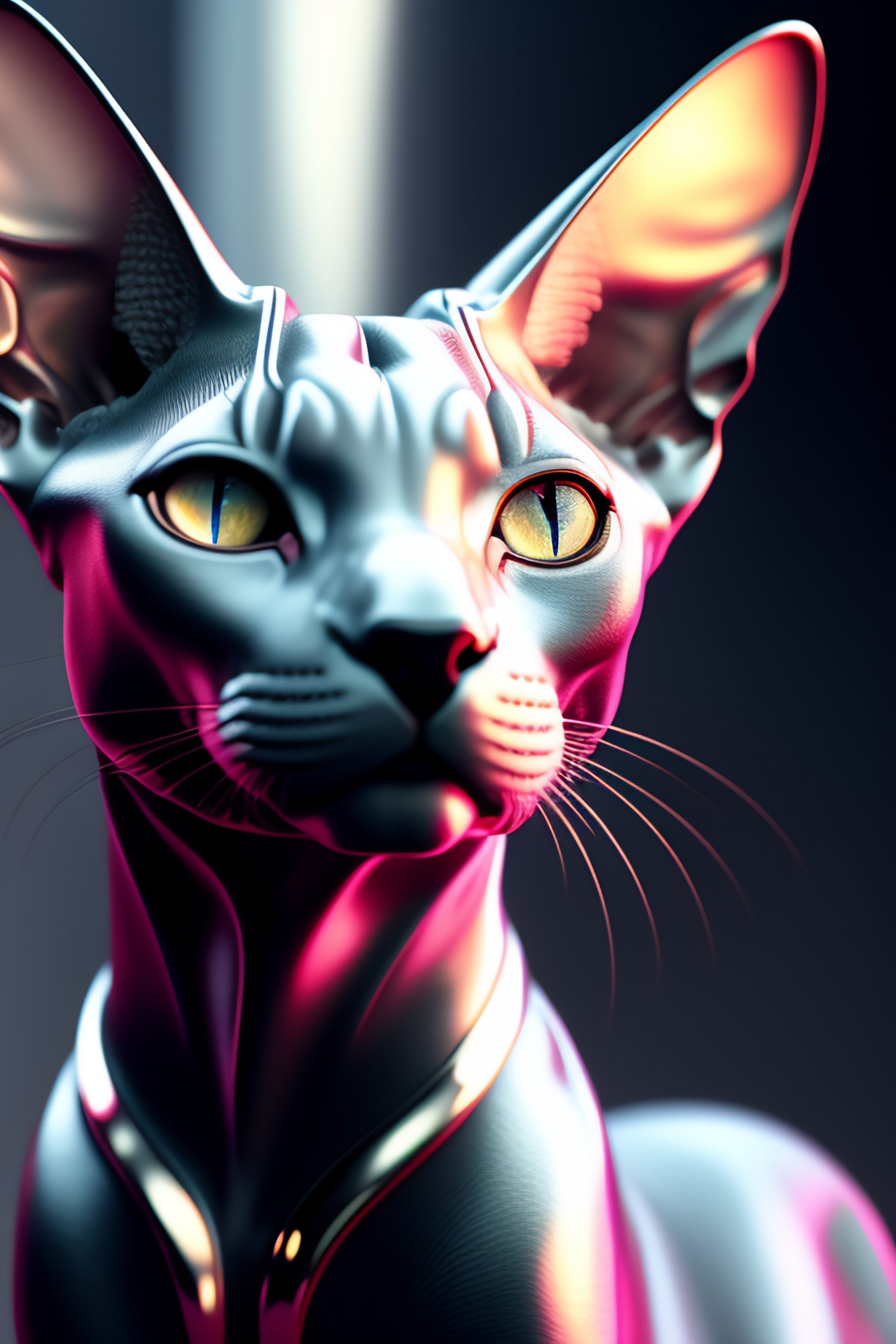 Lexica - Sculpture, sphinx cat with pointed ears, gray color and blue ...