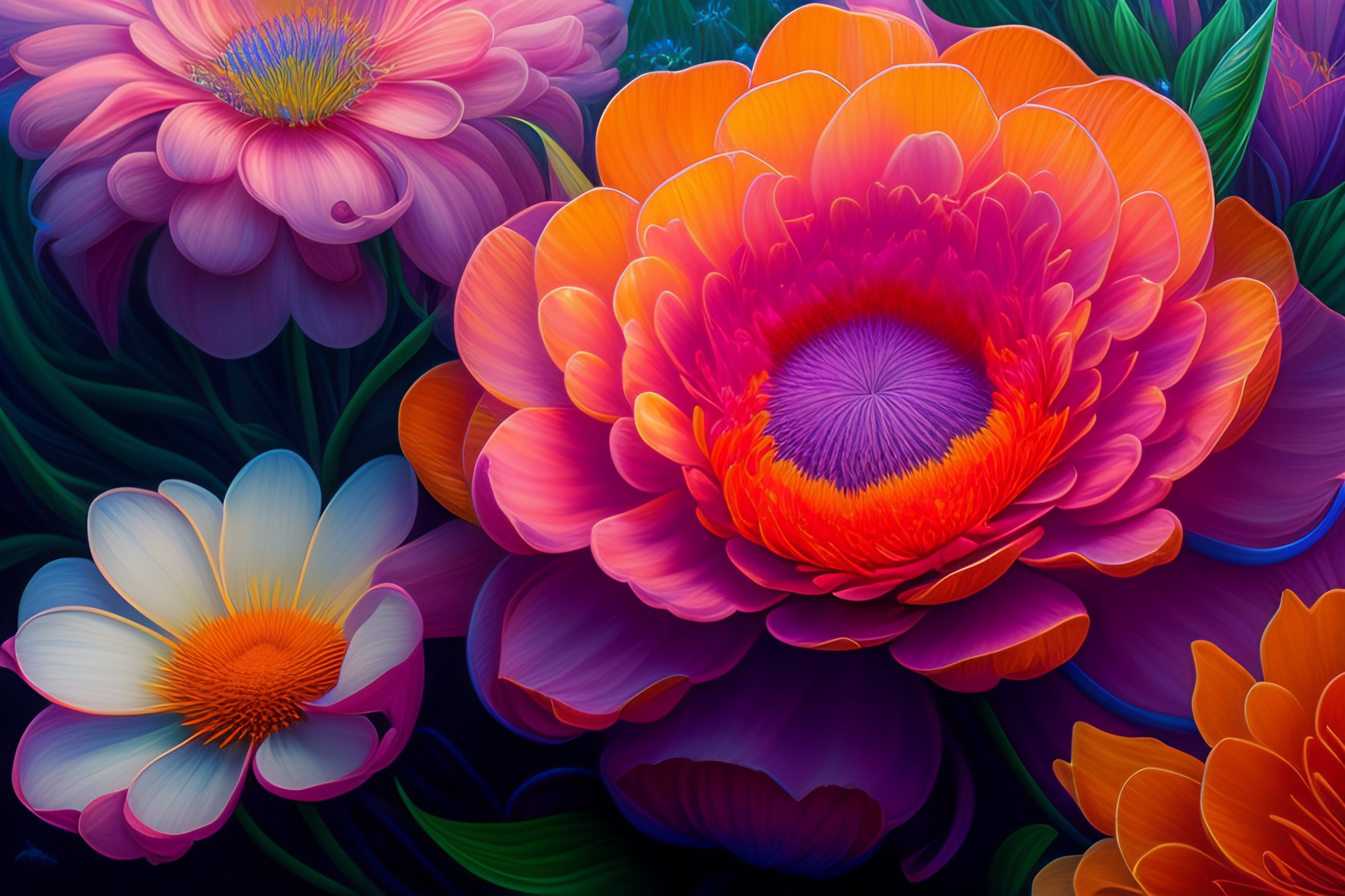 Lexica - A wild group of huge flowers, flowers with very long petals ...