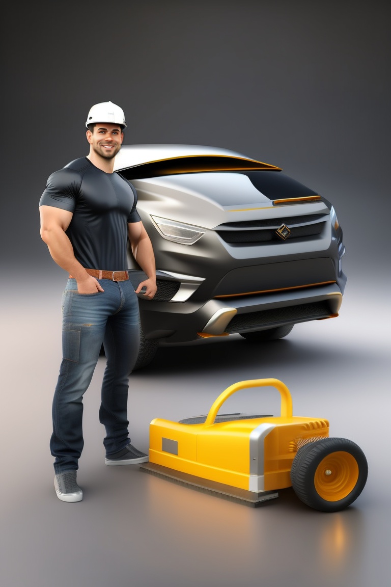 Lexica - Mechanic care of a car man 3d white background png, Full body ...