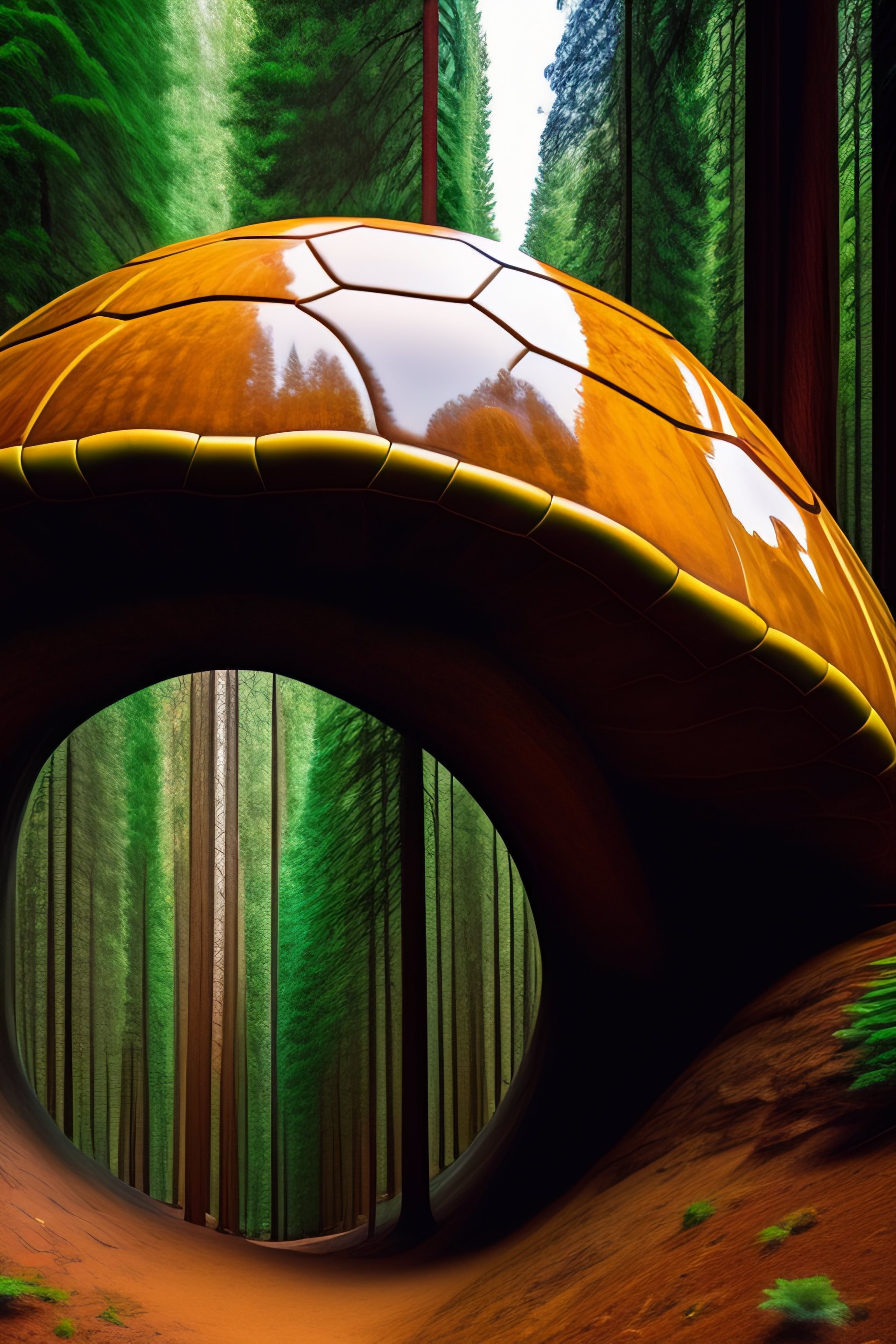 Lexica - Giant land turtle sequoia forest.