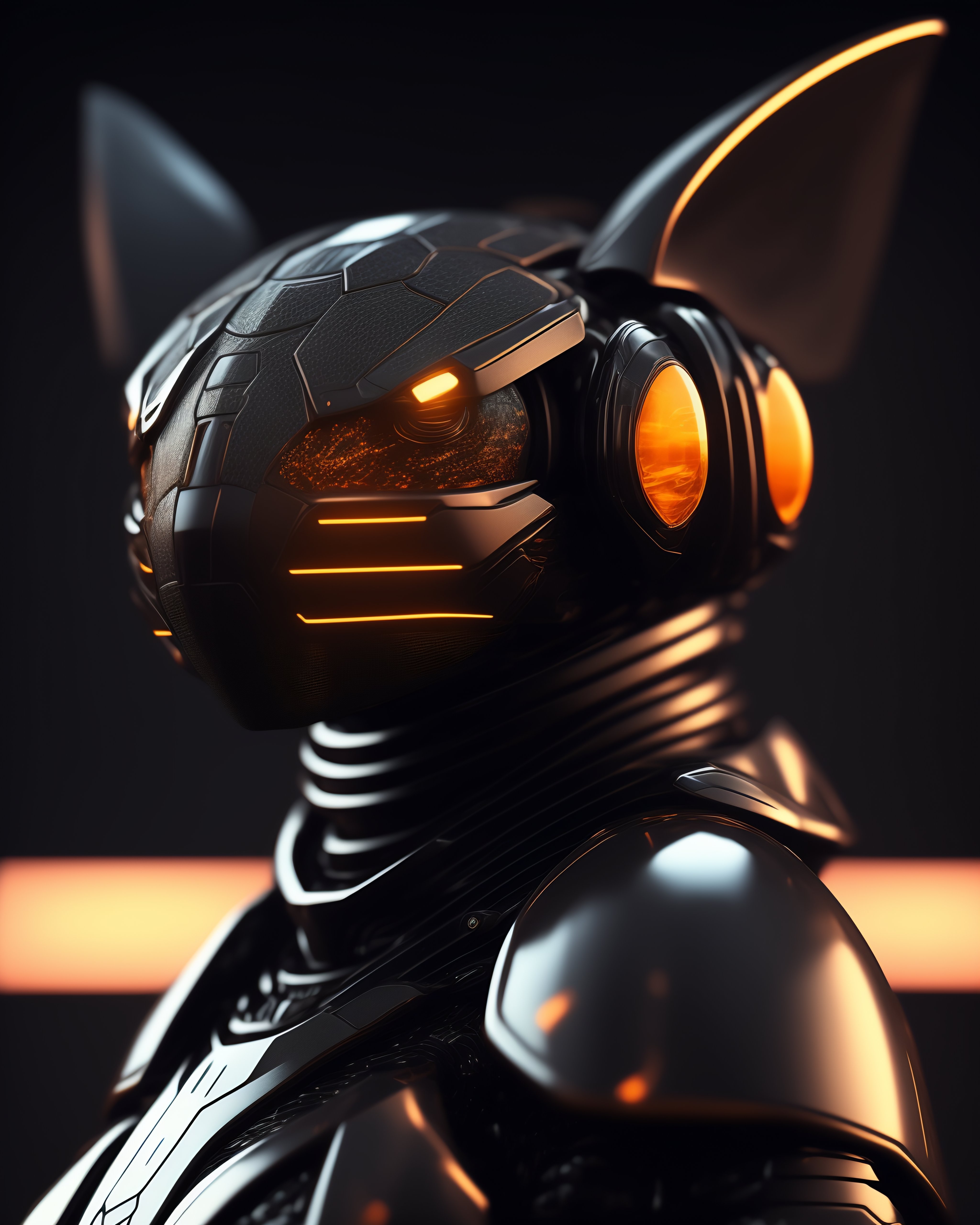 Lexica - Portrait of a cybernetic standing black turtle, low angle ...