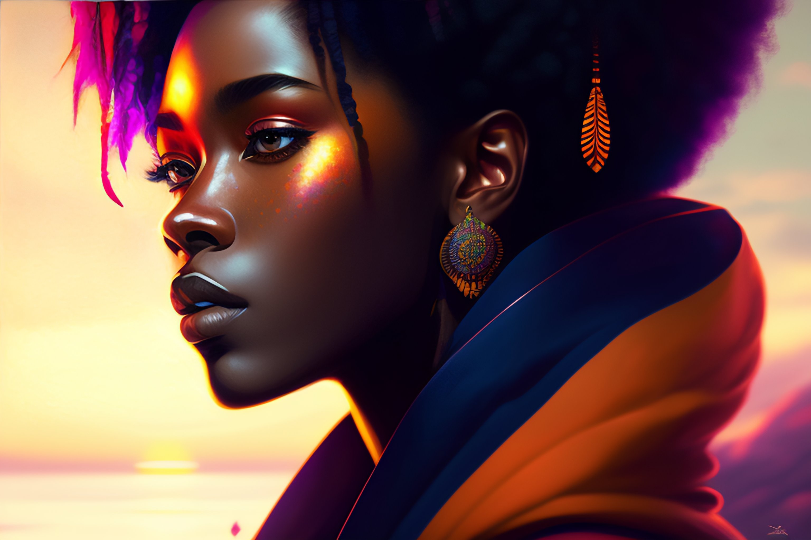 Lexica - Afro indigenous canadian girl psychedelic, patterns, cinematic ...