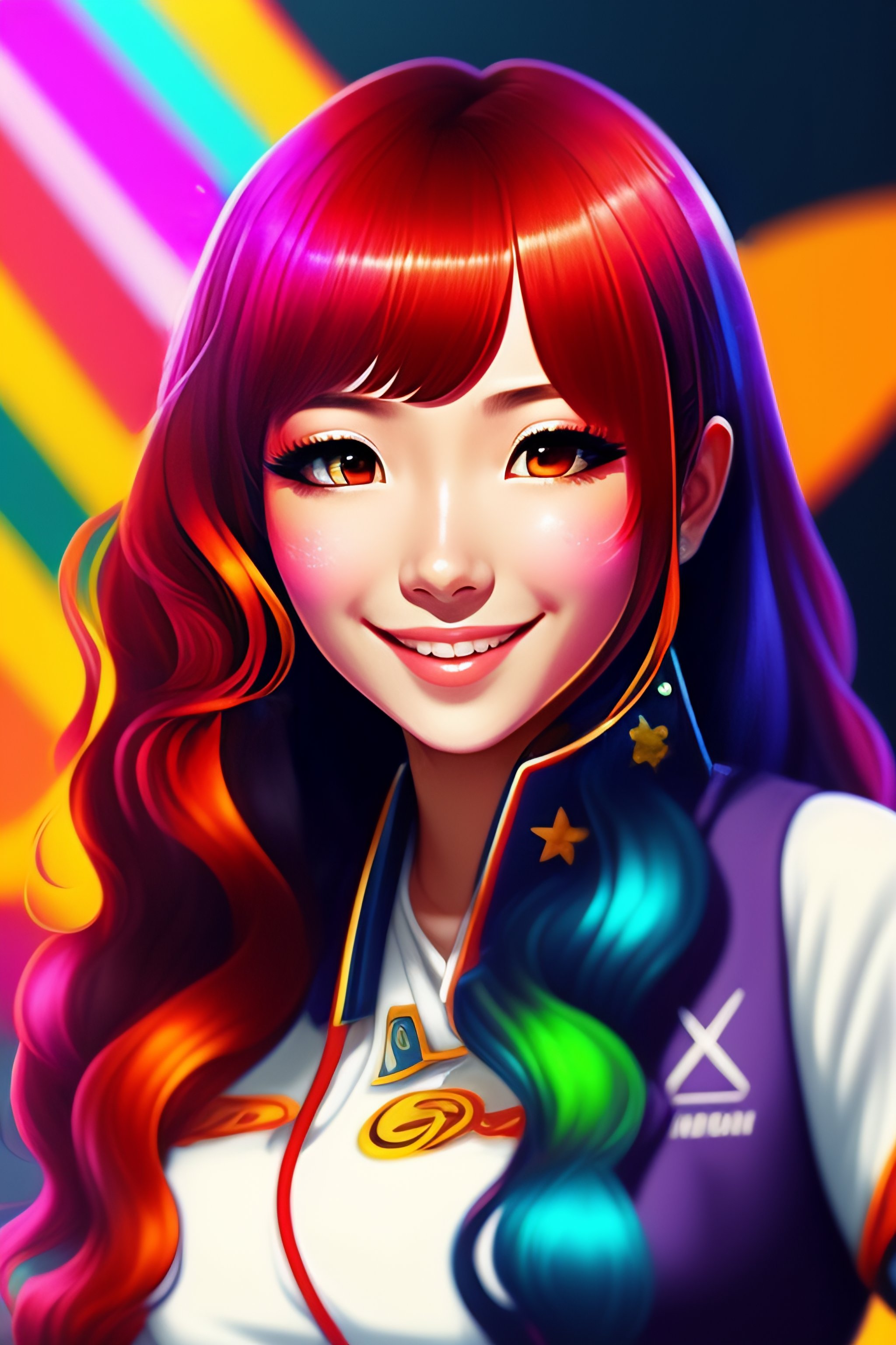 Lexica Anime Girl Solo Smile Colorful