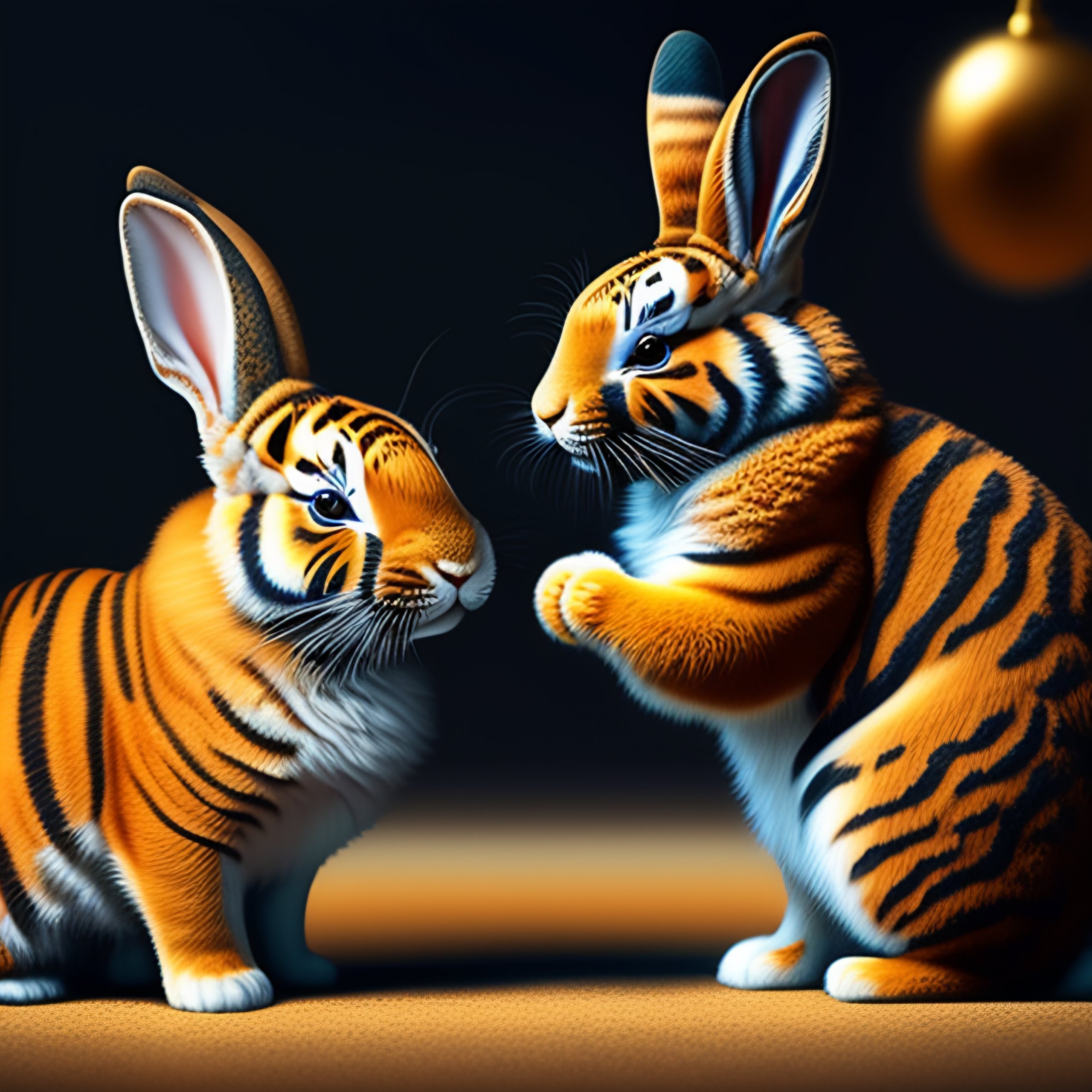 Lexica - Bunnies with tiger's fur greeting the new year