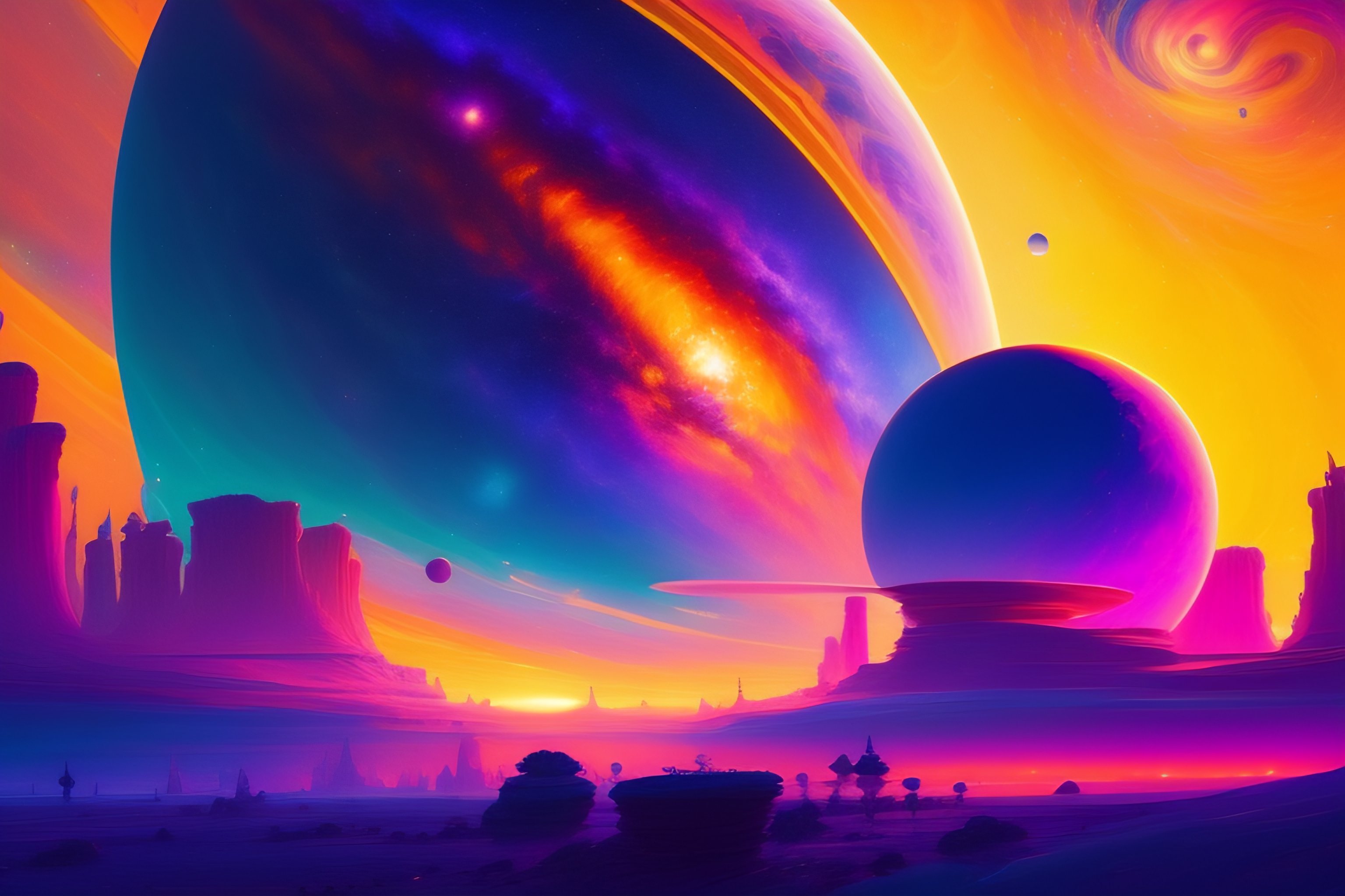 Lexica - Cosmos orbit world within a world milky way, highly saturated ...