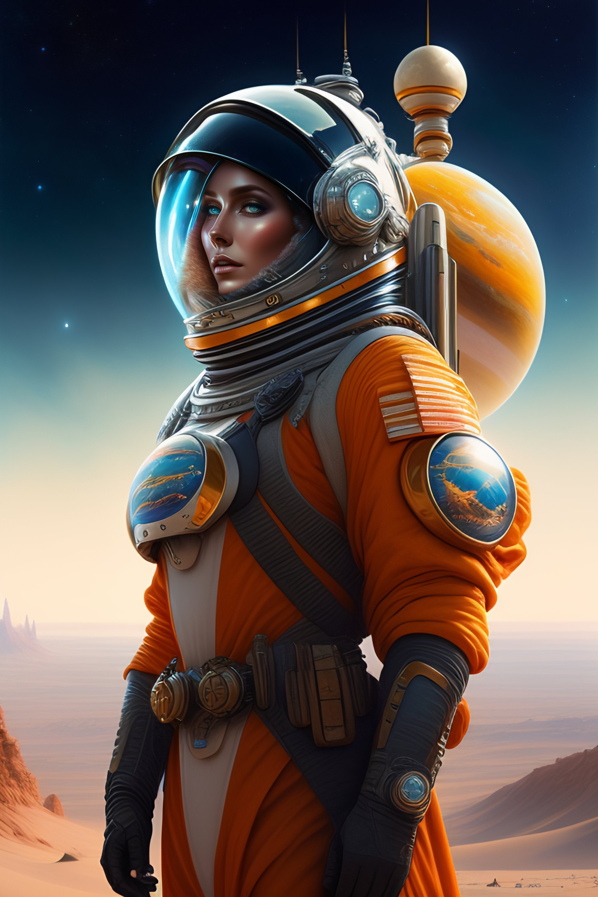 Lexica - A space ranger from the year 4687 is looking at a futuristic ...