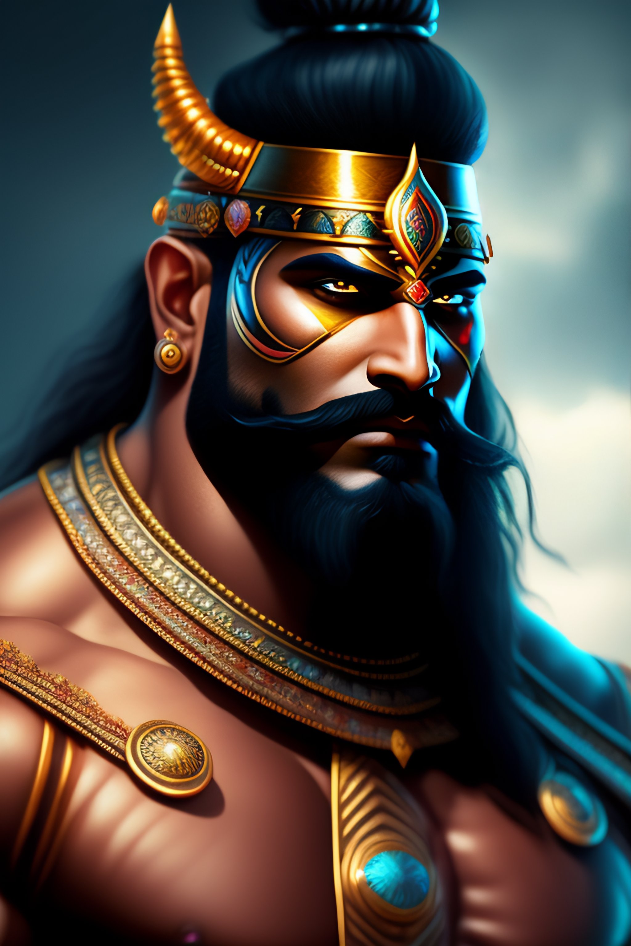 Lexica - Portrait of a Raavan, fantasy, front light, intricate ...