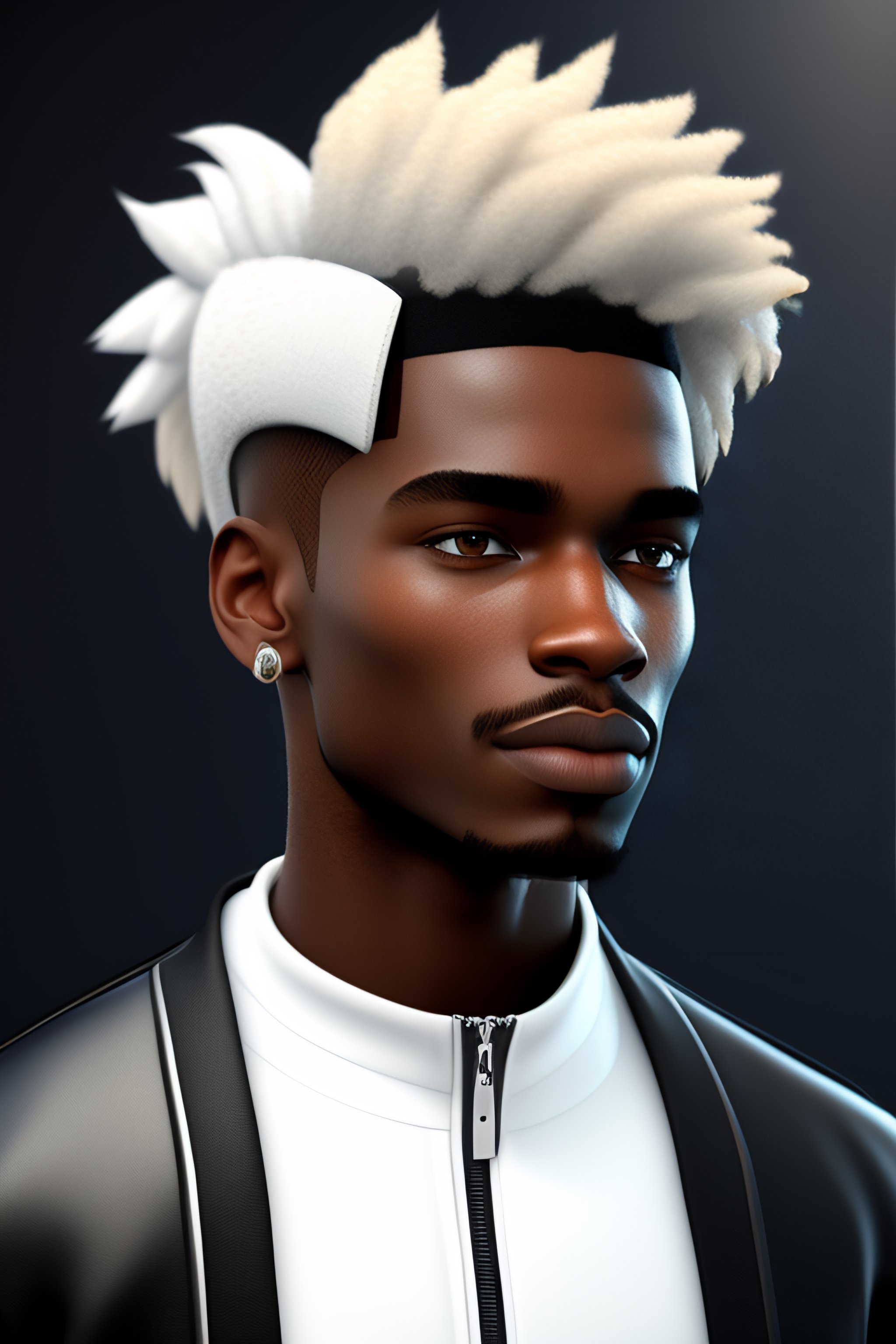 Lexica - Nigga boy in black zipper top, straight hair, men's messy ...