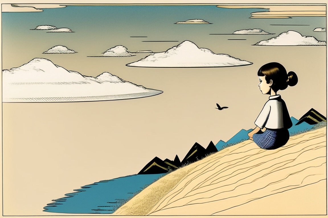 Lexica - Girl. pen and ink, birds eye view, illustrated by hergé ...