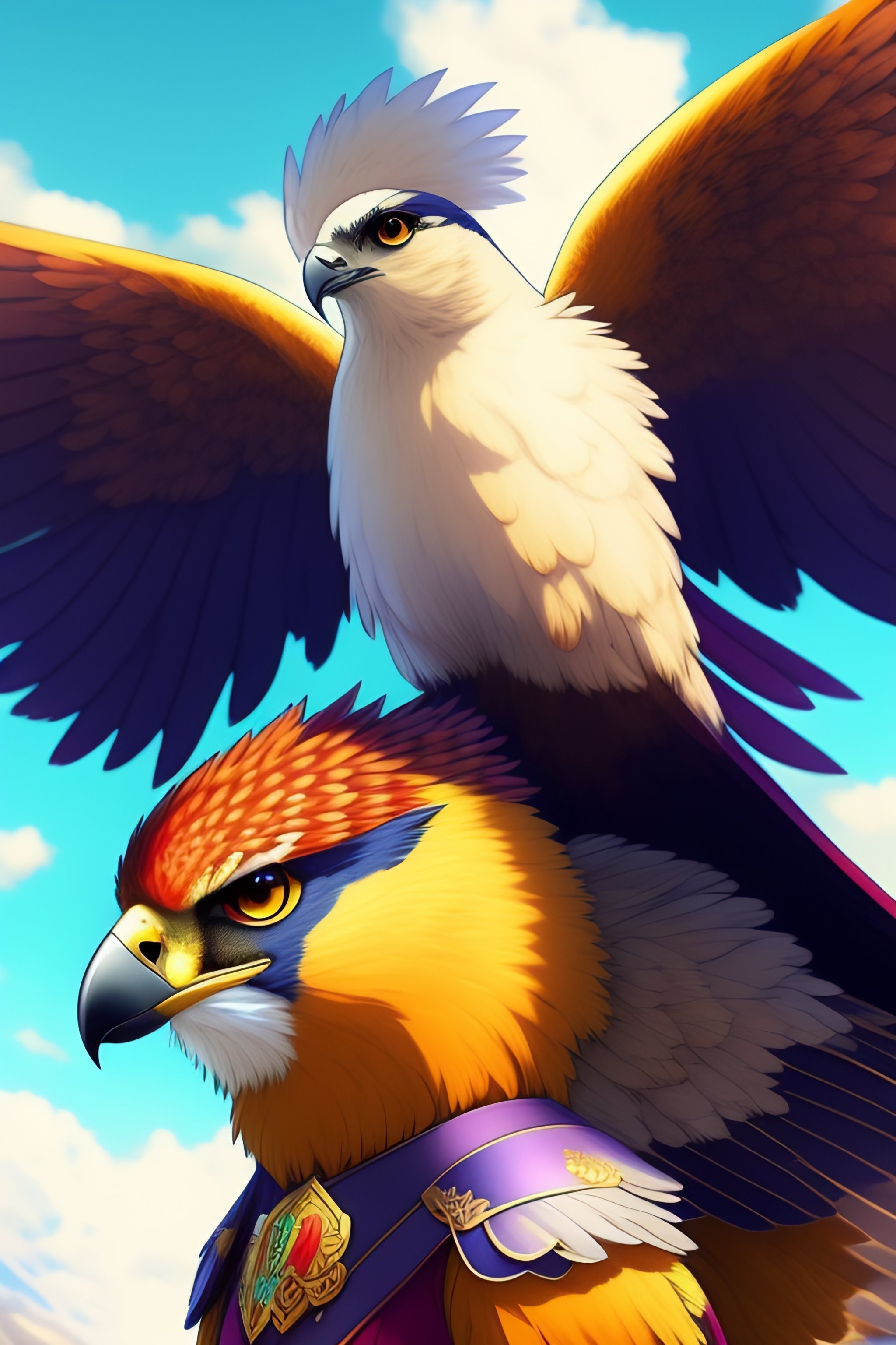 Lexica - Anime illustration of a falcon that looks like a hawk and ...