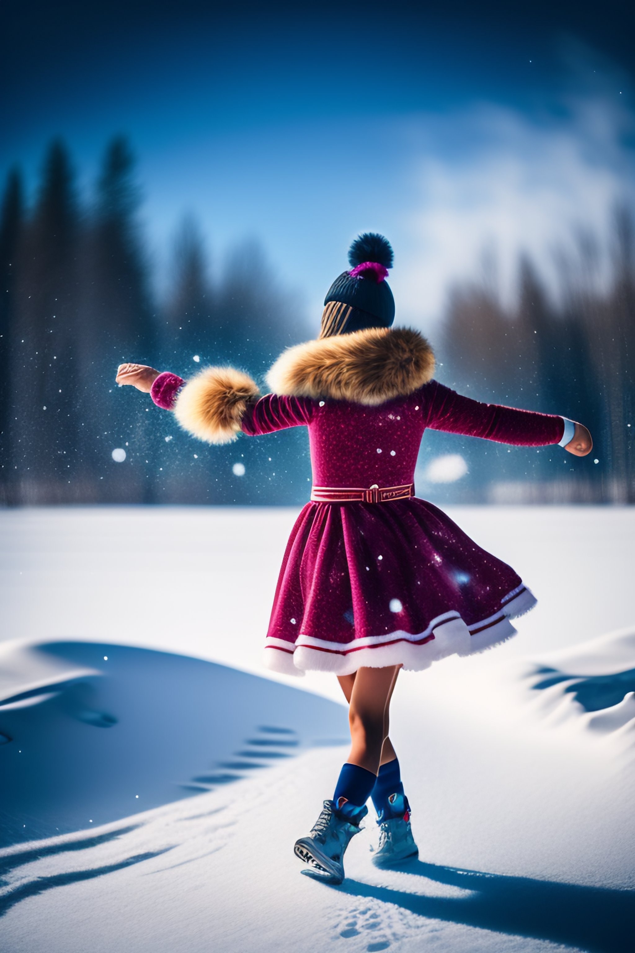 Lexica - A girl dancing in snow