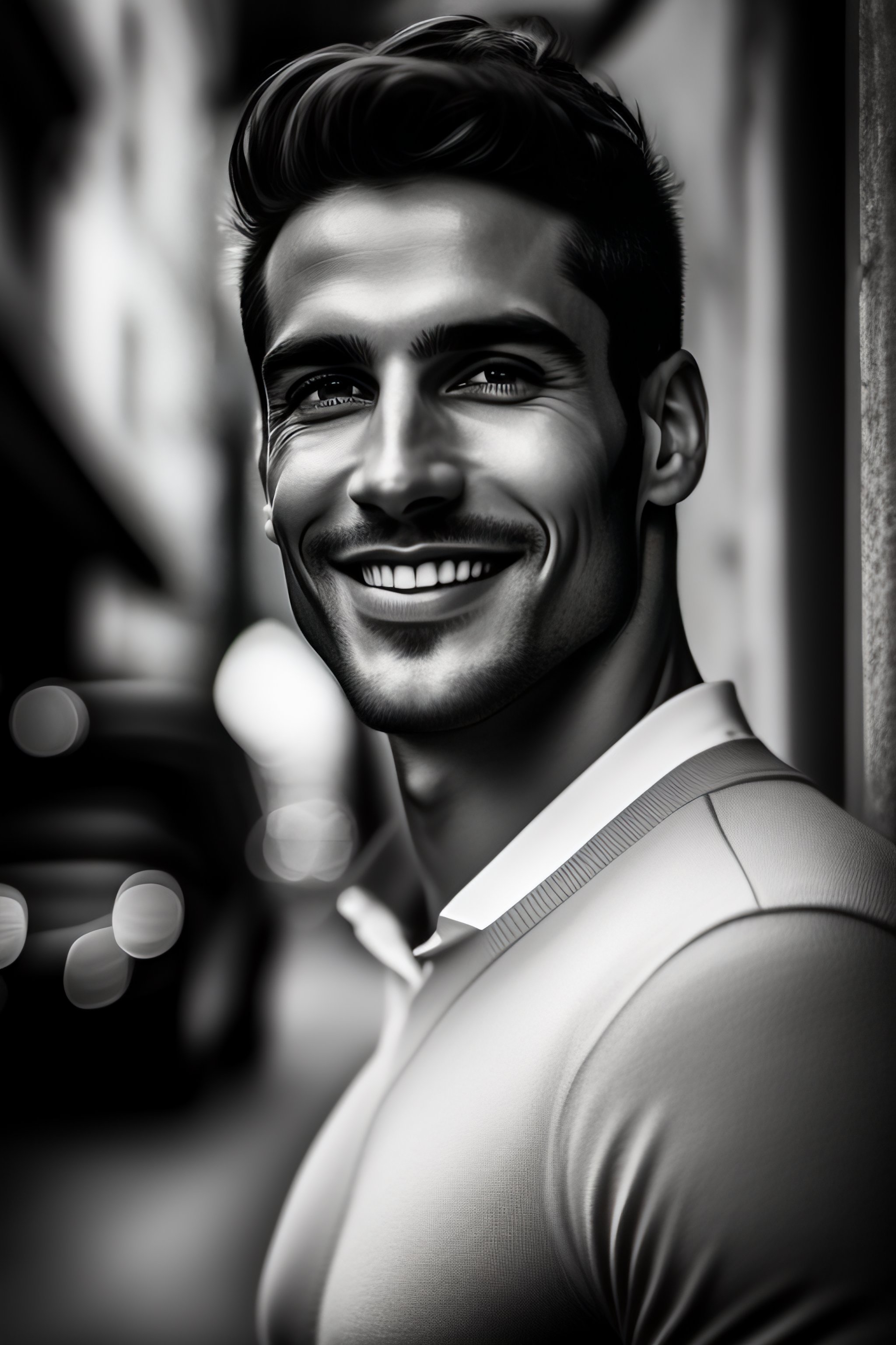 Lexica - A black and white photo of yourself a handsome European Male ...