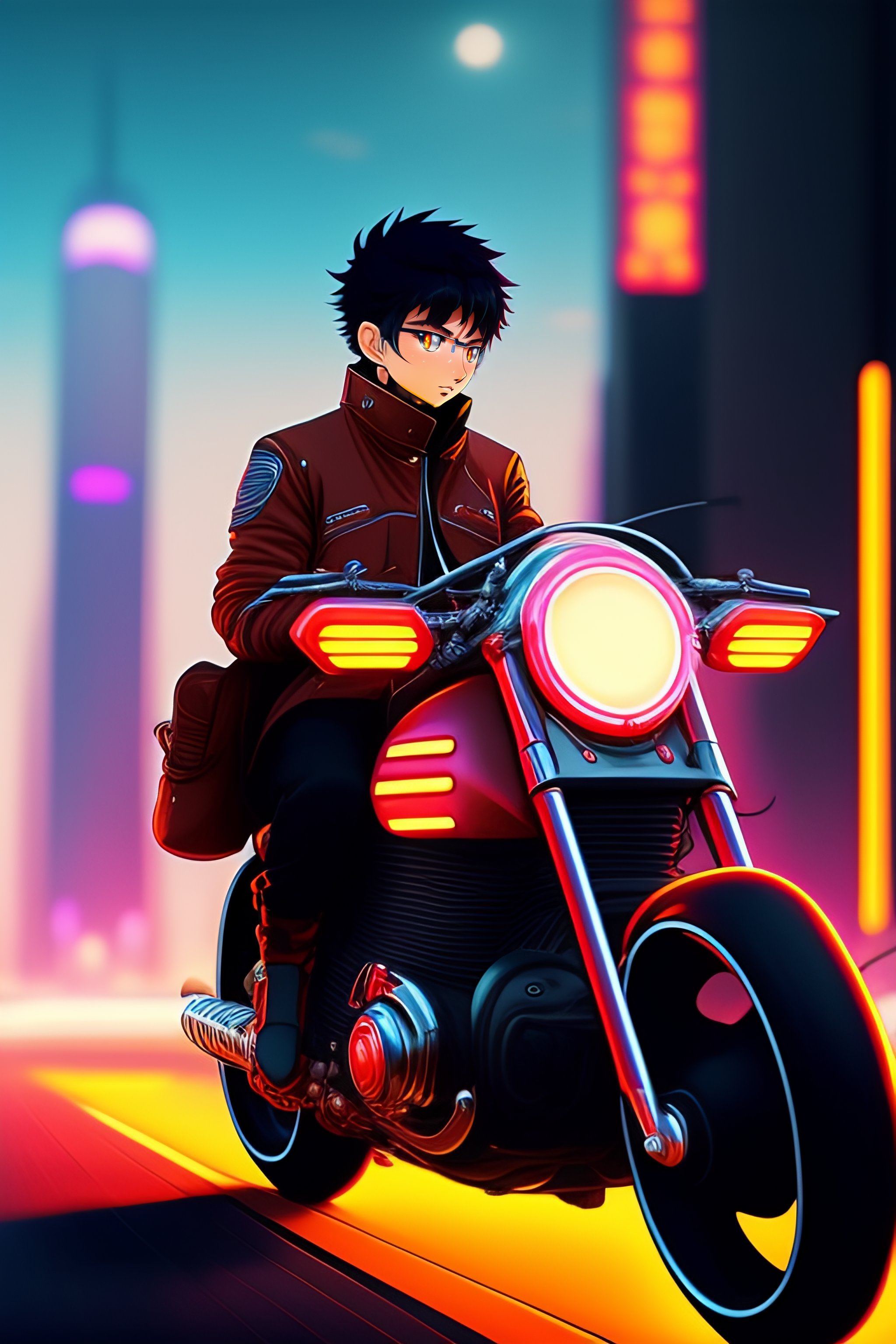 Lexica - Man on a futuristic motorcycle in anime akira style in a ...
