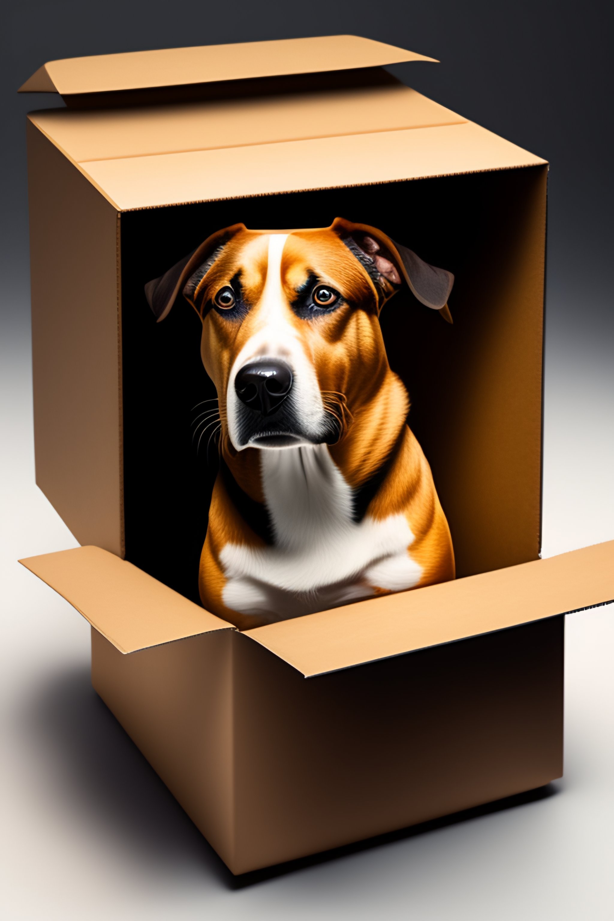 Lexica - A dog inside a box