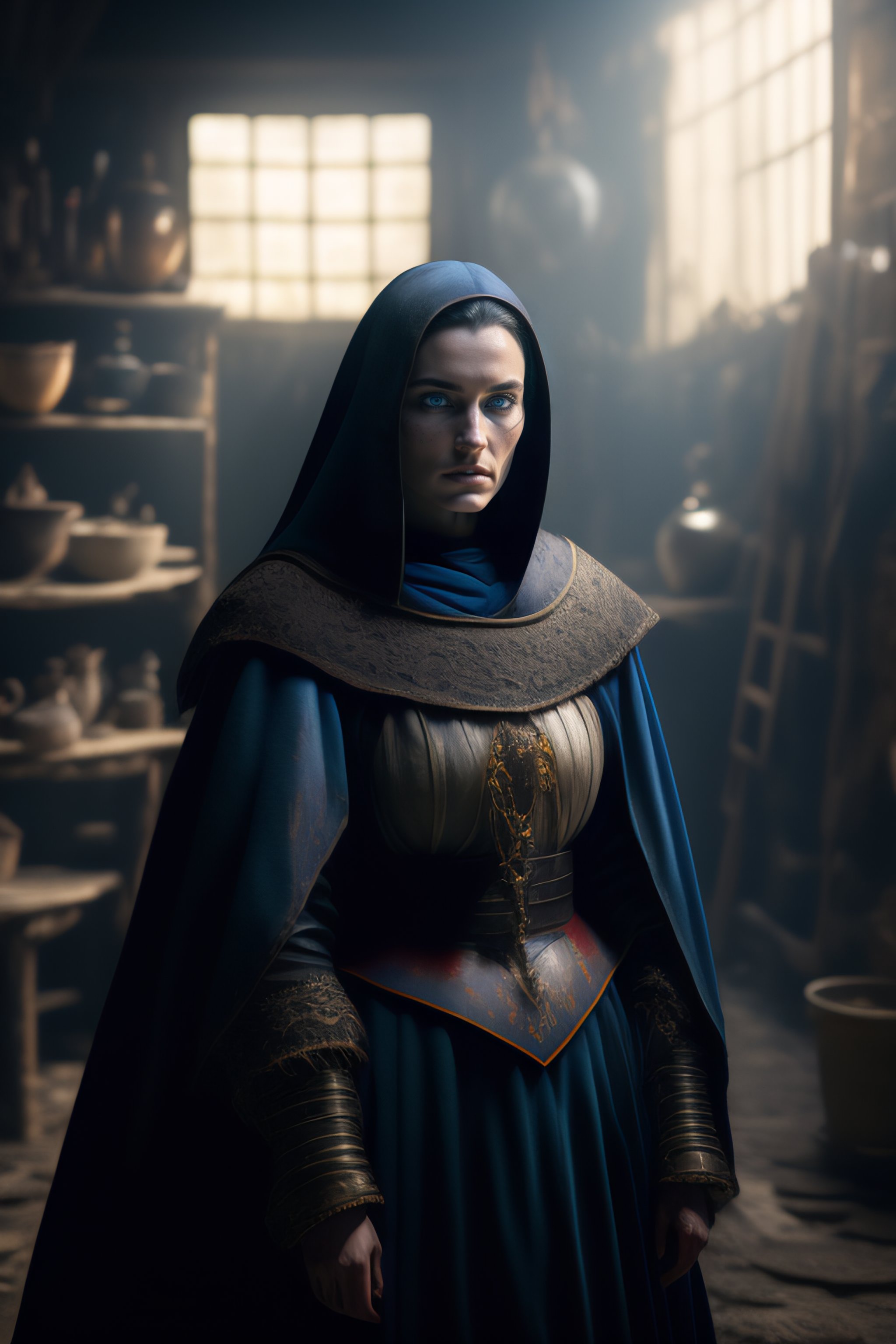 Lexica - Dark and gloomy full body 8k unity render, nun, blue yonder ...