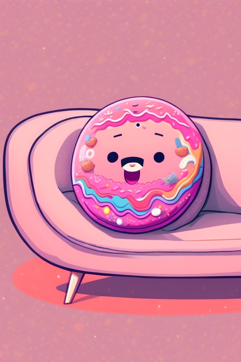 Lexica - Donut,anime, cute, happy face, on the sofa
