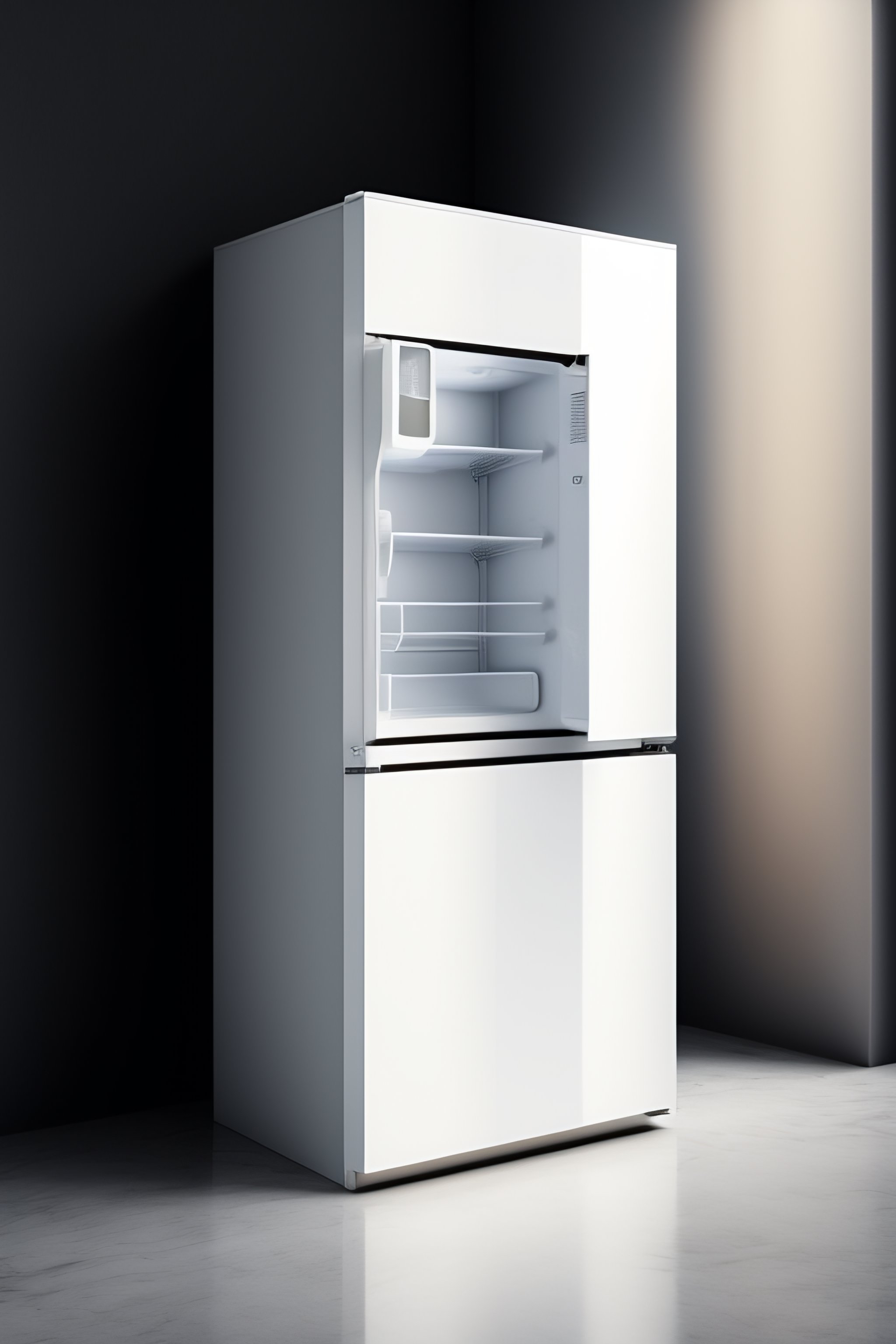 Lexica - Portrait of an inside opened mini empty refrigerator ...