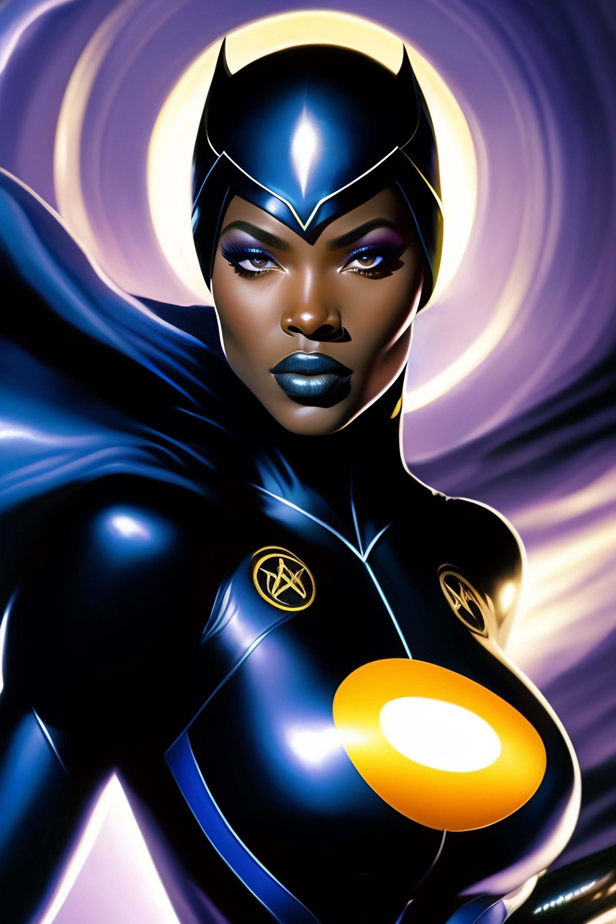 Lexica - Black female blue lantern superhero, concept art by Alex Ross