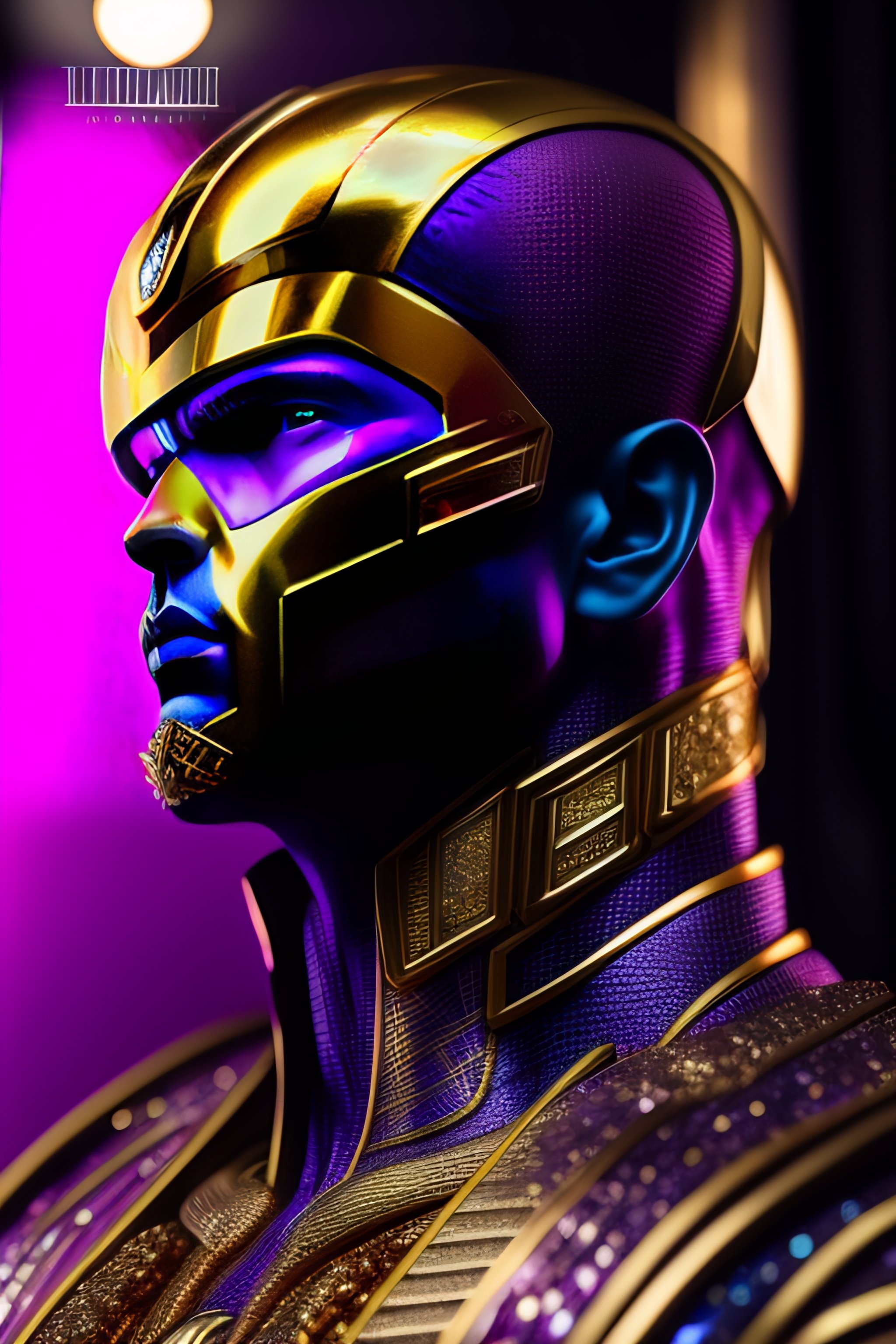 Lexica - Ultra-sharp photography of male hero, marvel thanos sitting in ...