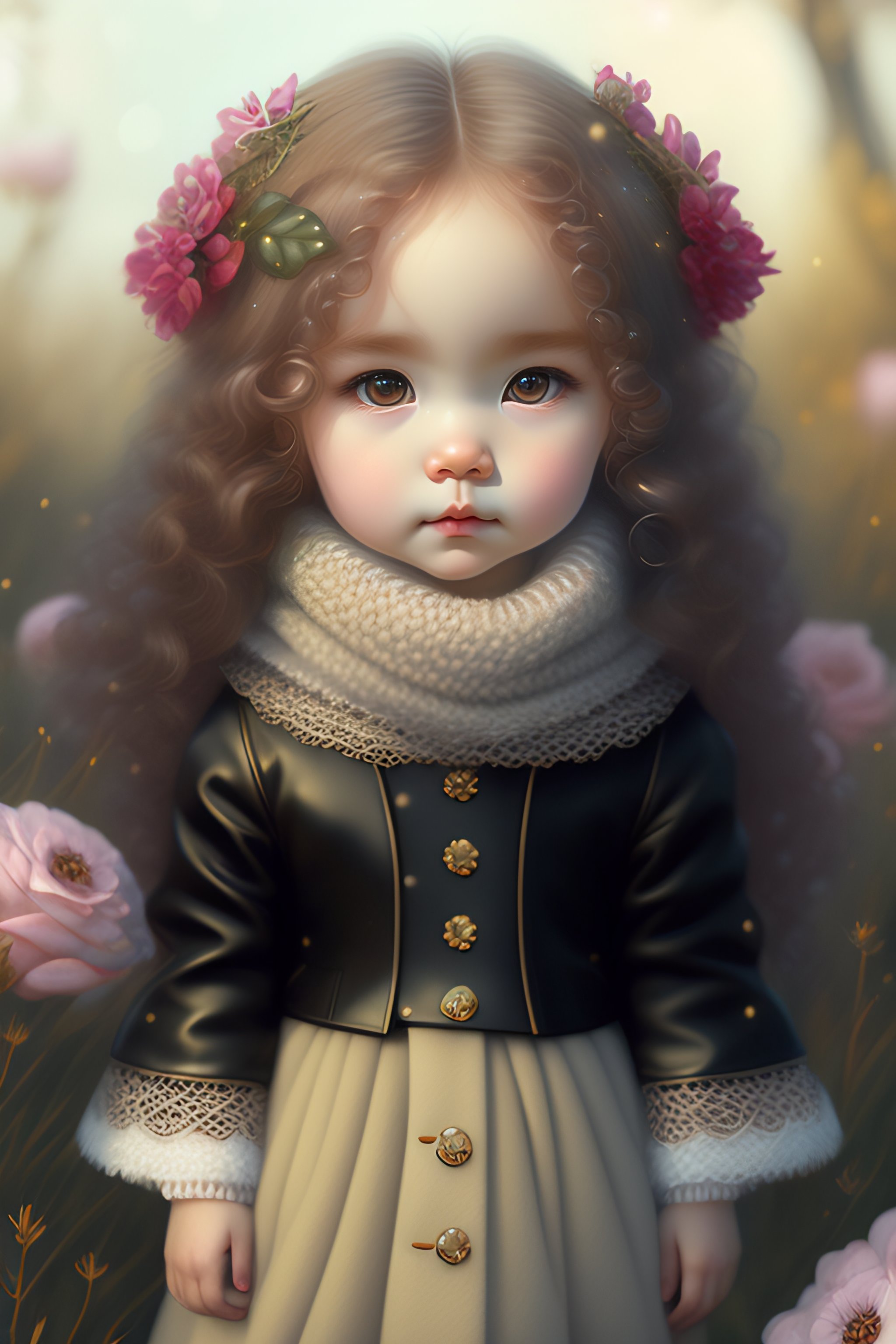 Lexica - Portrait of a cute gothic chibi girl kewpie winter clothes ...