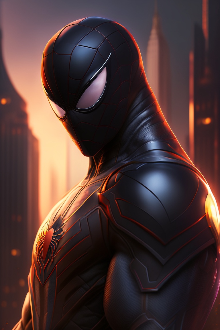Lexica - Spider-man, all black suit, dark, highly detailed, webs, movie ...