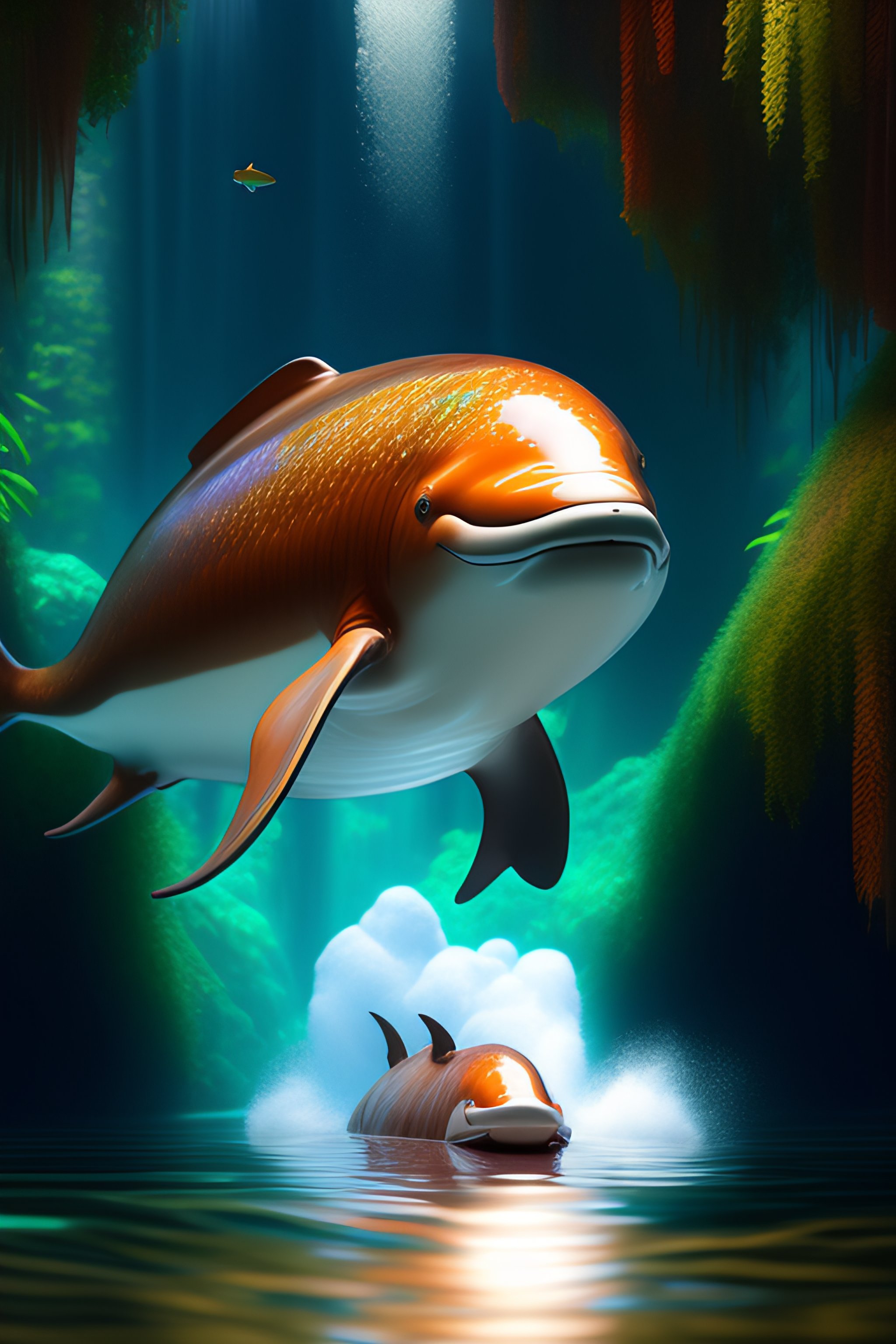 Lexica - A Amazon river dolphin by pixar in the rainforest, surrealism ...