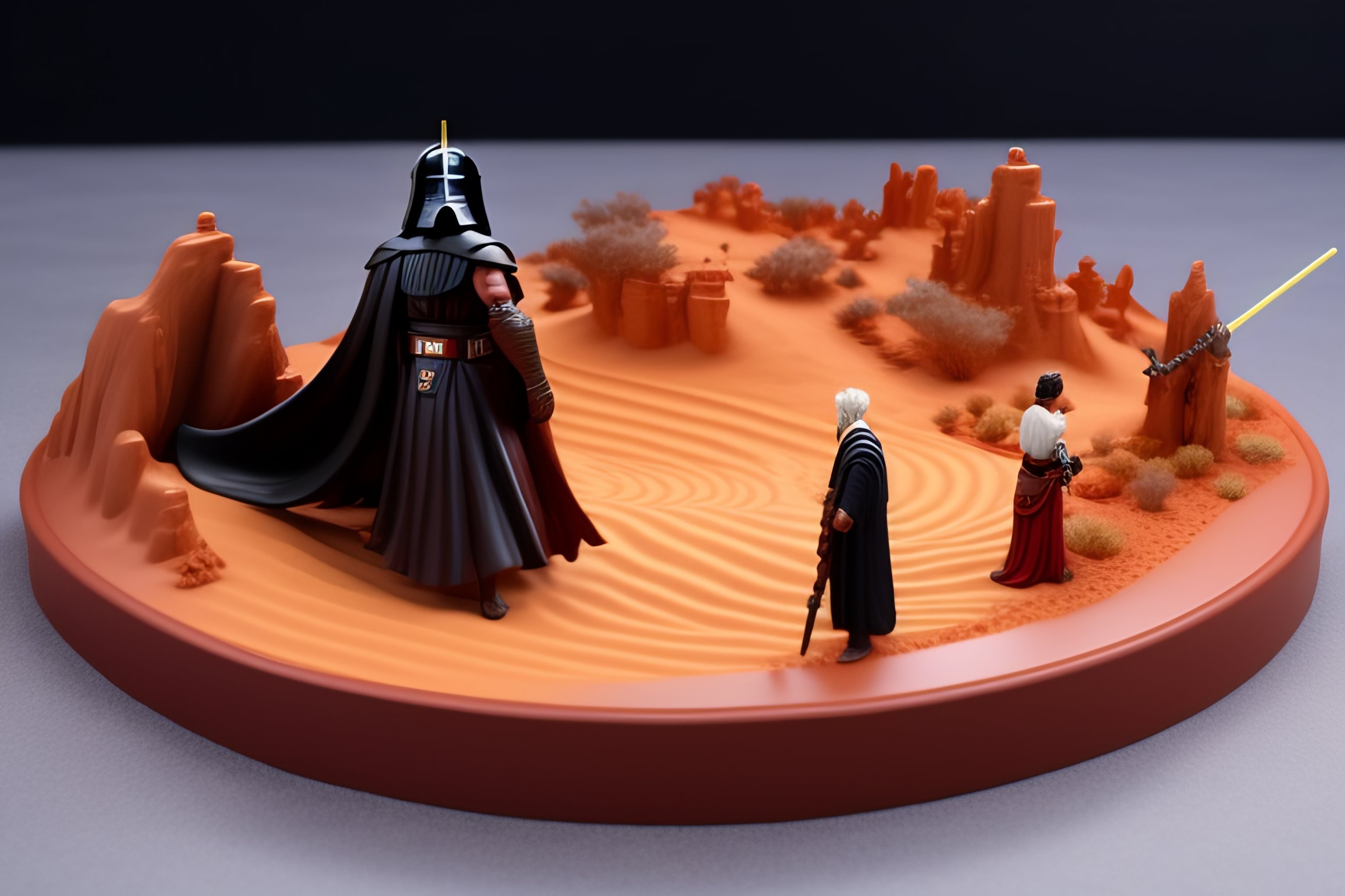 Lexica - Obi Wan Kenobi fighting Darth Maul in the desert arena ...