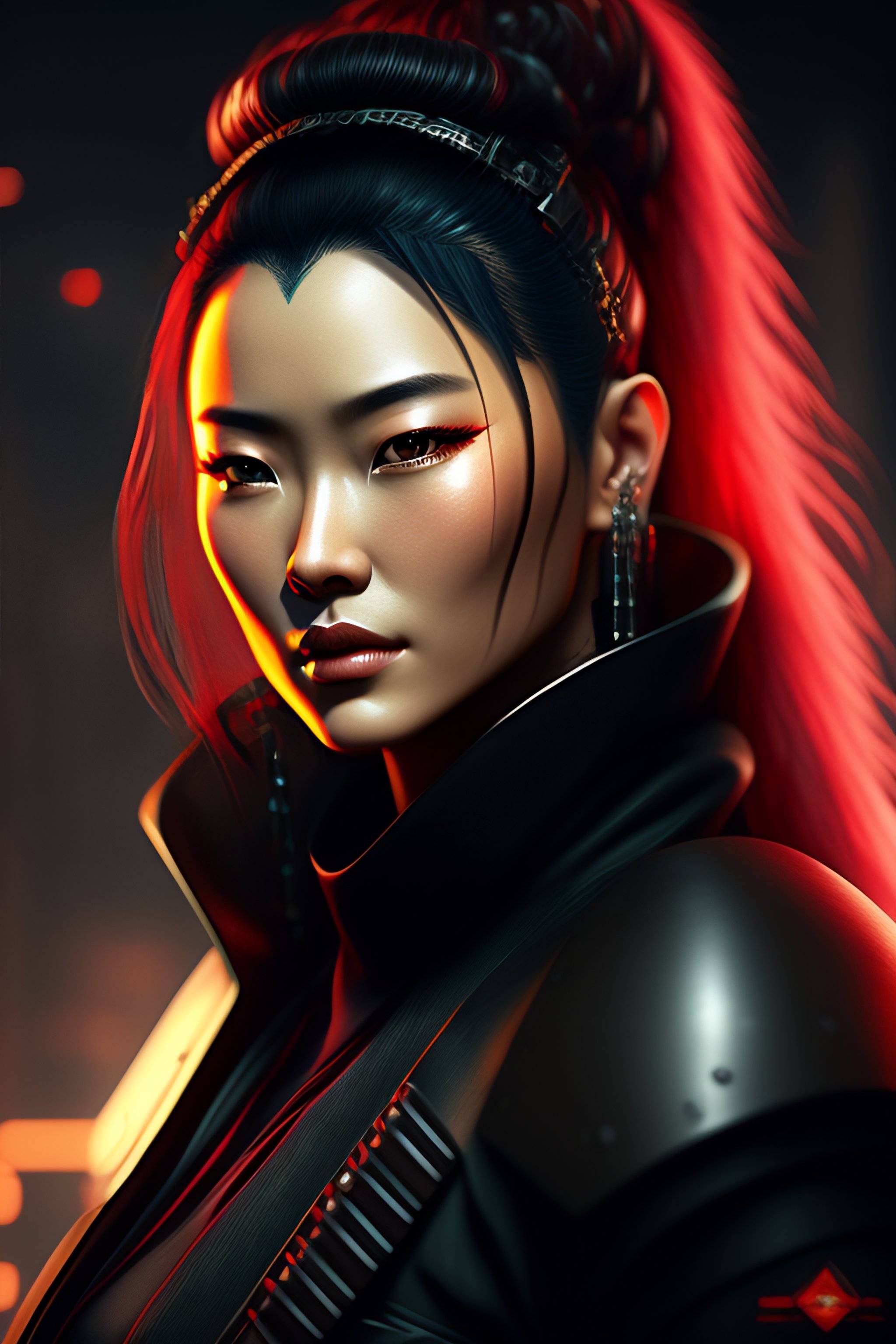 Lexica - Portrait of cyberpunk female samurai high detail
