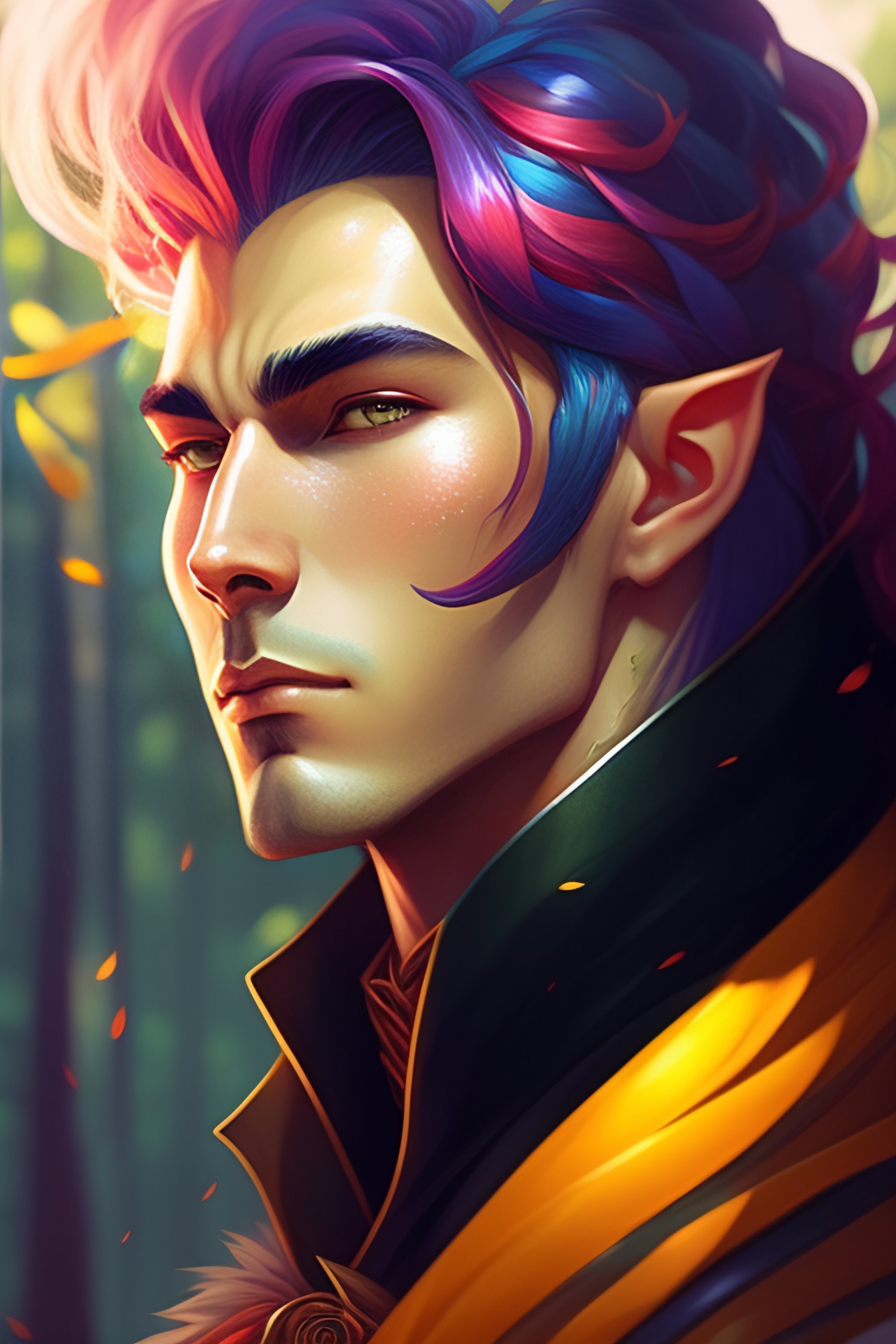 Lexica - Portrait of young beautiful male forest spirit, elven, multi ...