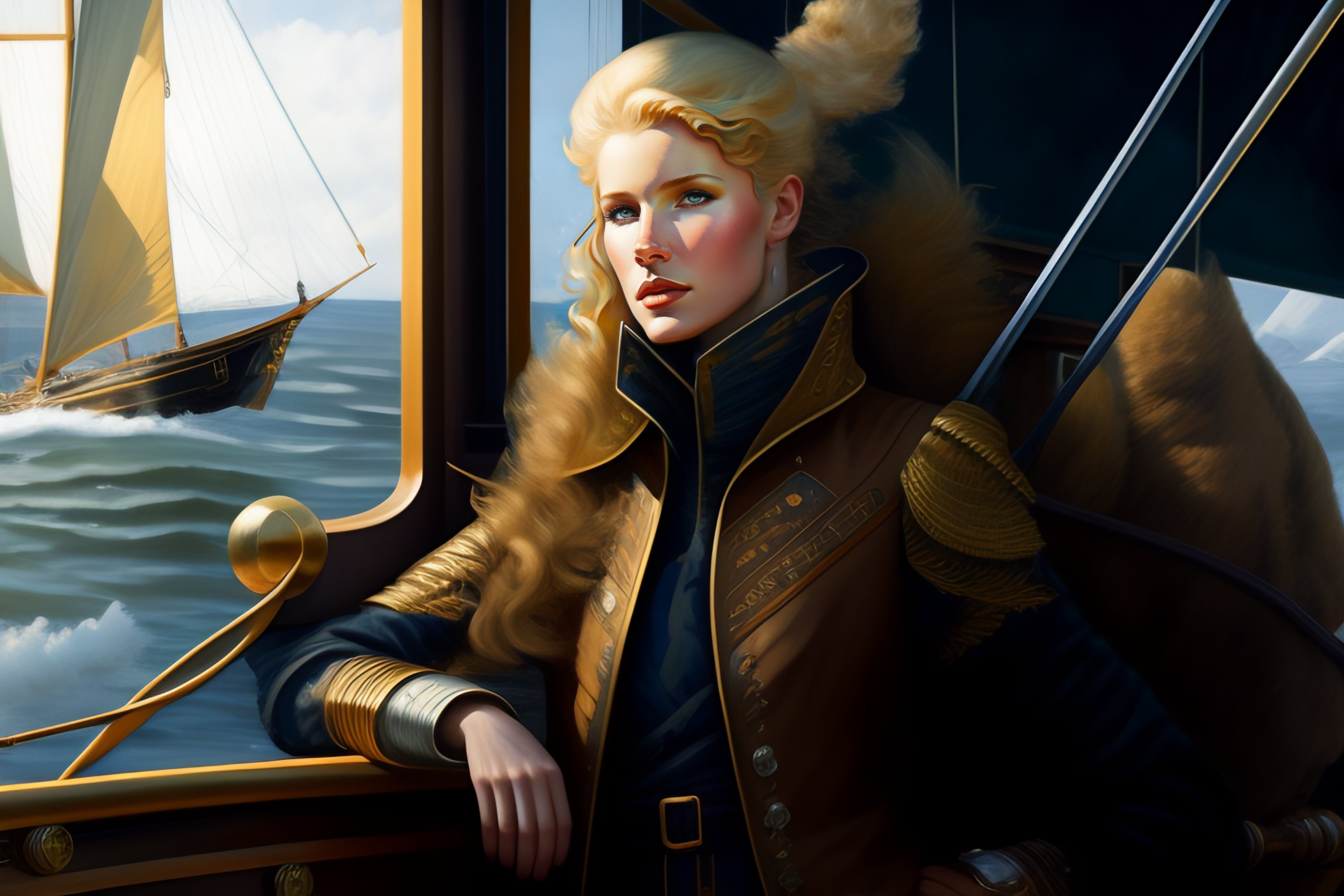 Lexica - A sailor with a beautiful face and blond hair wearing a ...