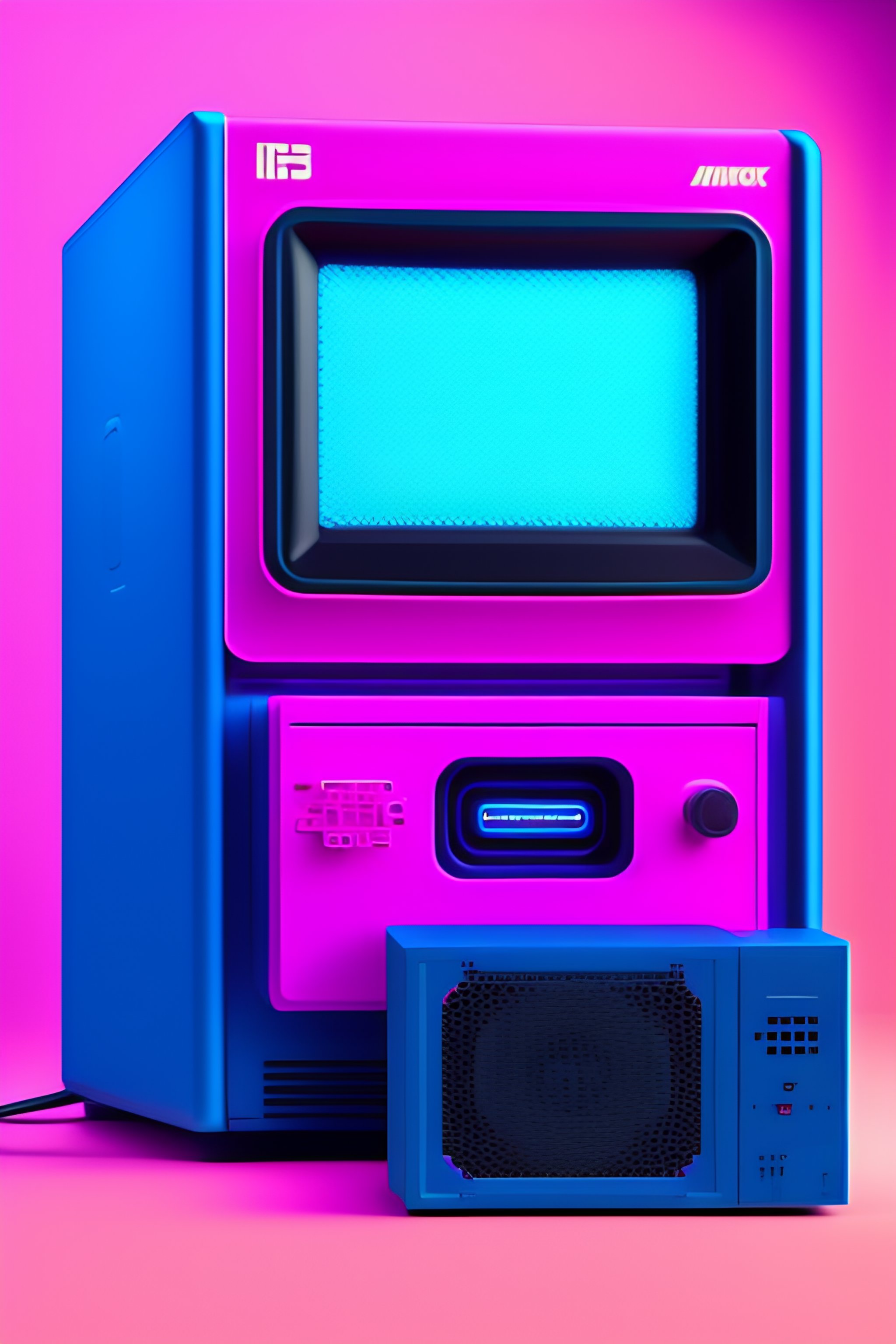 Lexica - Blue and pink computer, style 80s, pixel art, gaming