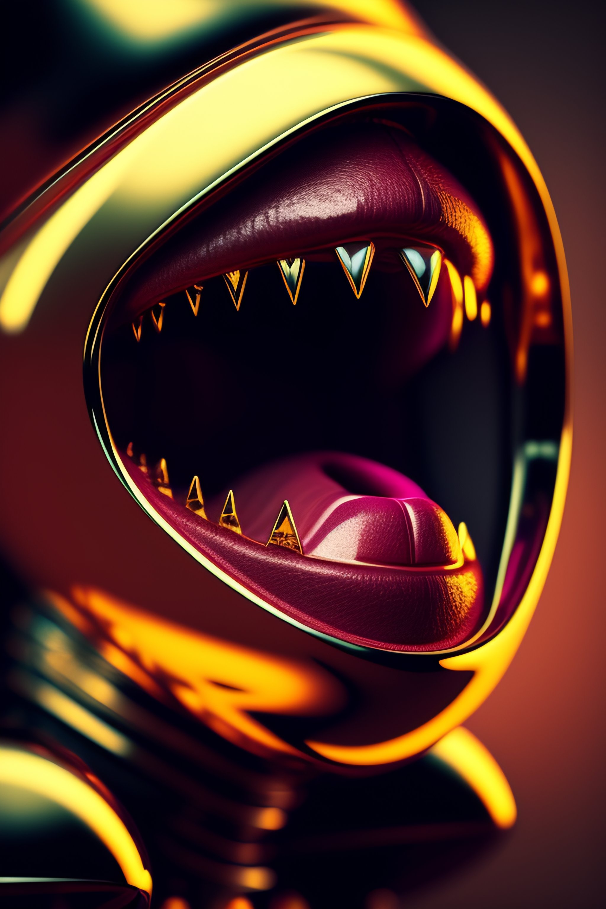 Lexica - Picture of a mouth, fangs out of mouth, hyper realistic ...