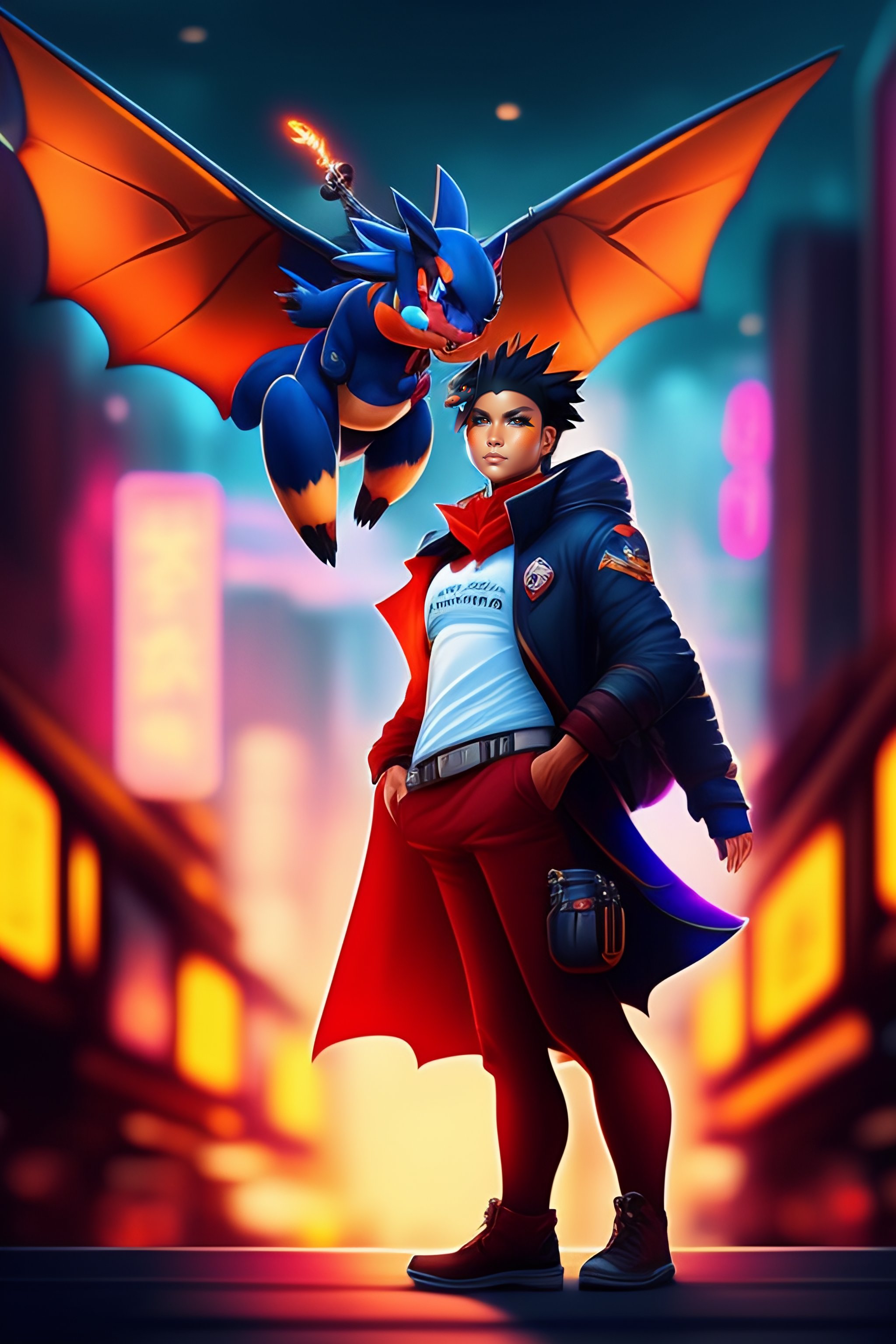 Lexica - A picture of a full body male pokemon trainer with a flying ...