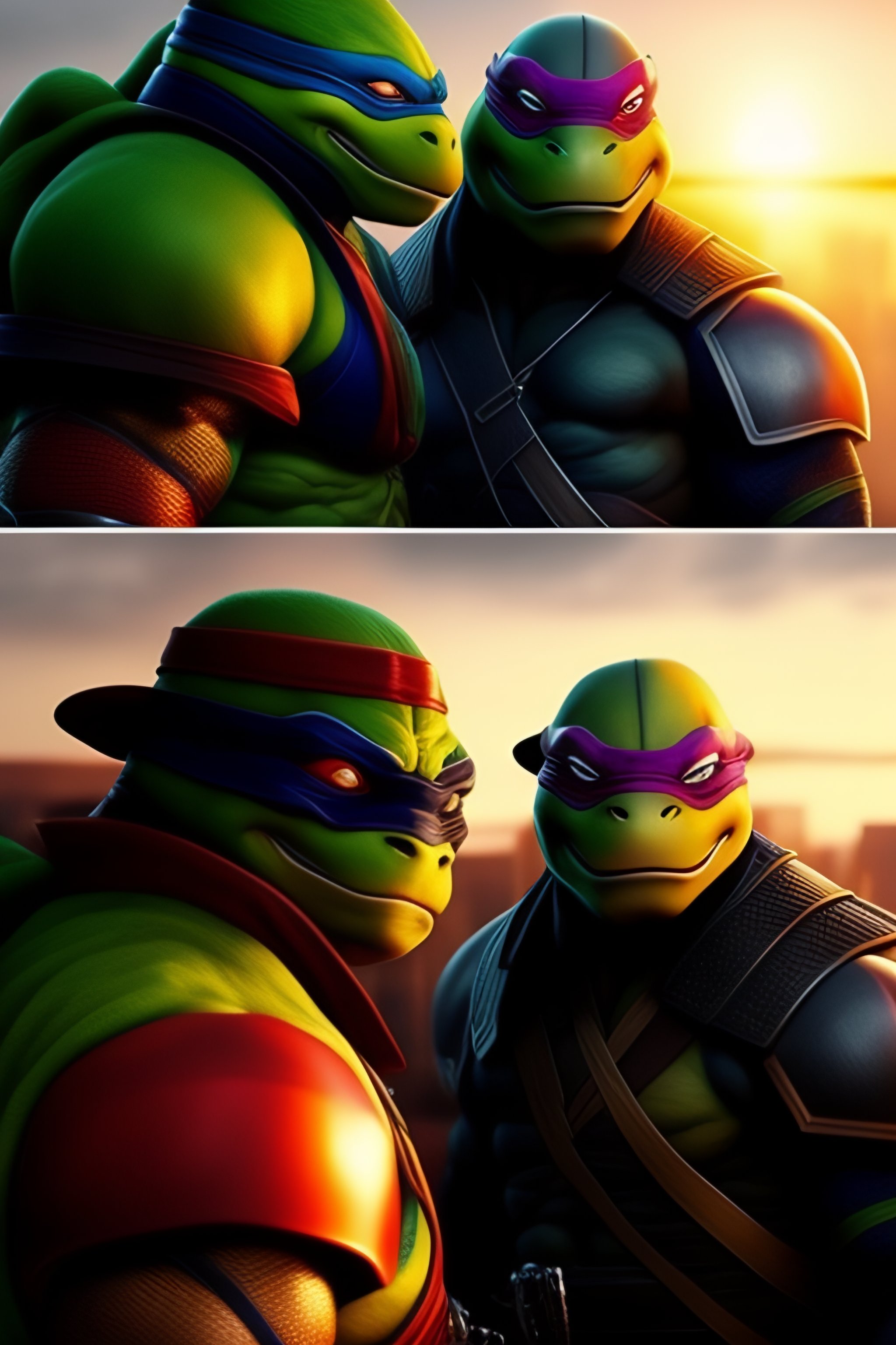 Lexica - Tmnt, rooftop, ultra realistic,