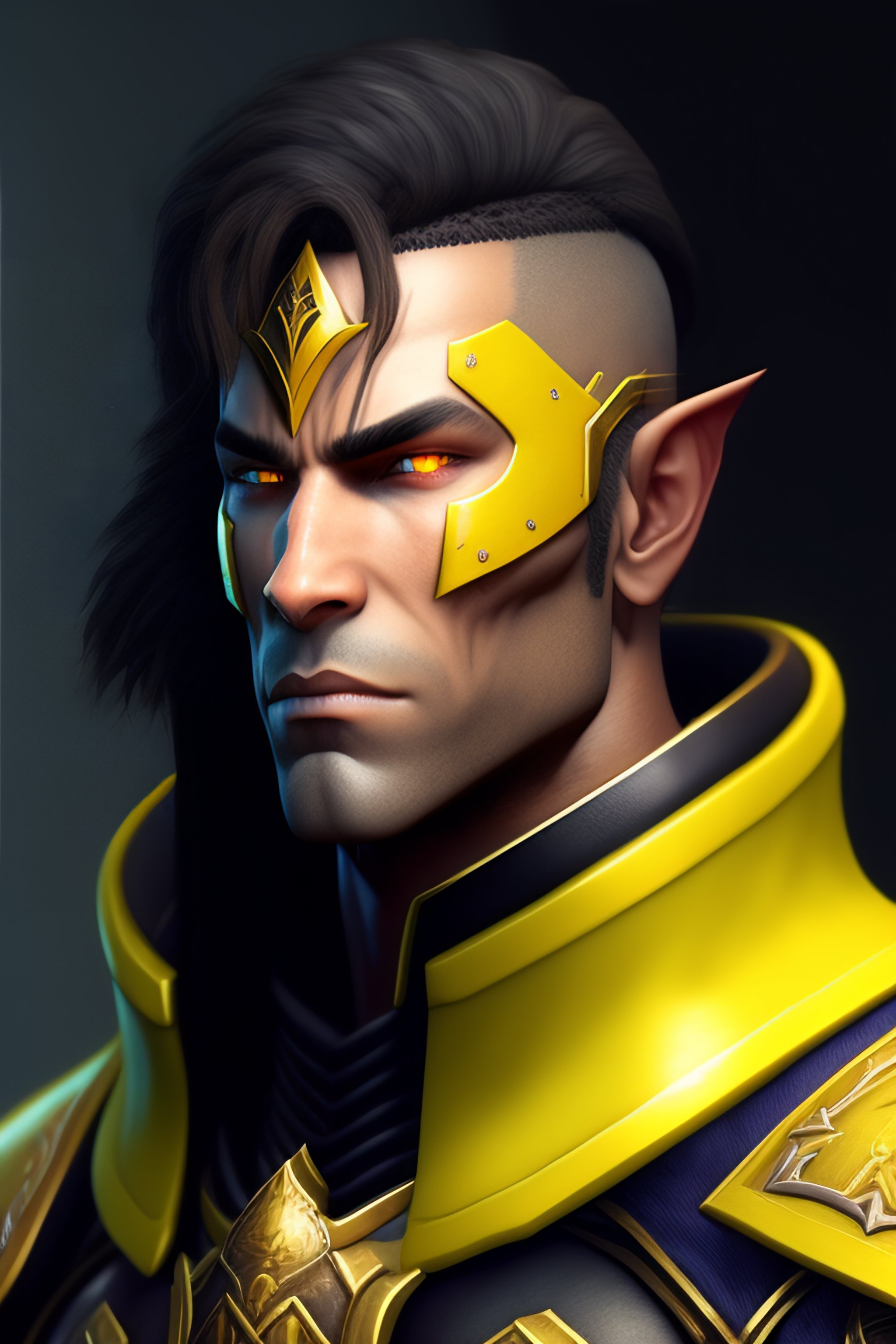 Lexica - Ork, male, paladin, yellow eyes, grey skin