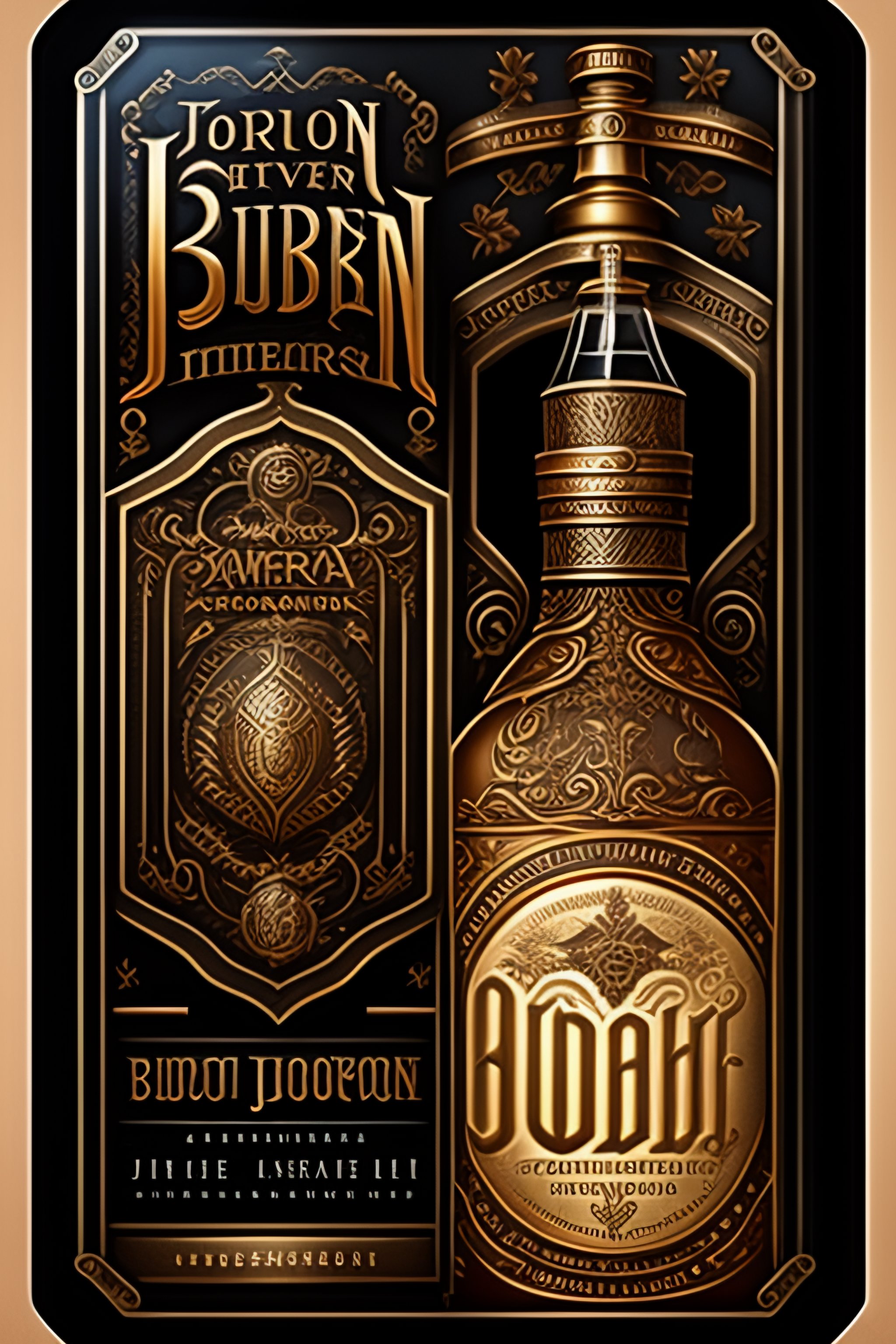 Lexica - Silver steampunk-style bourbon whiskey label