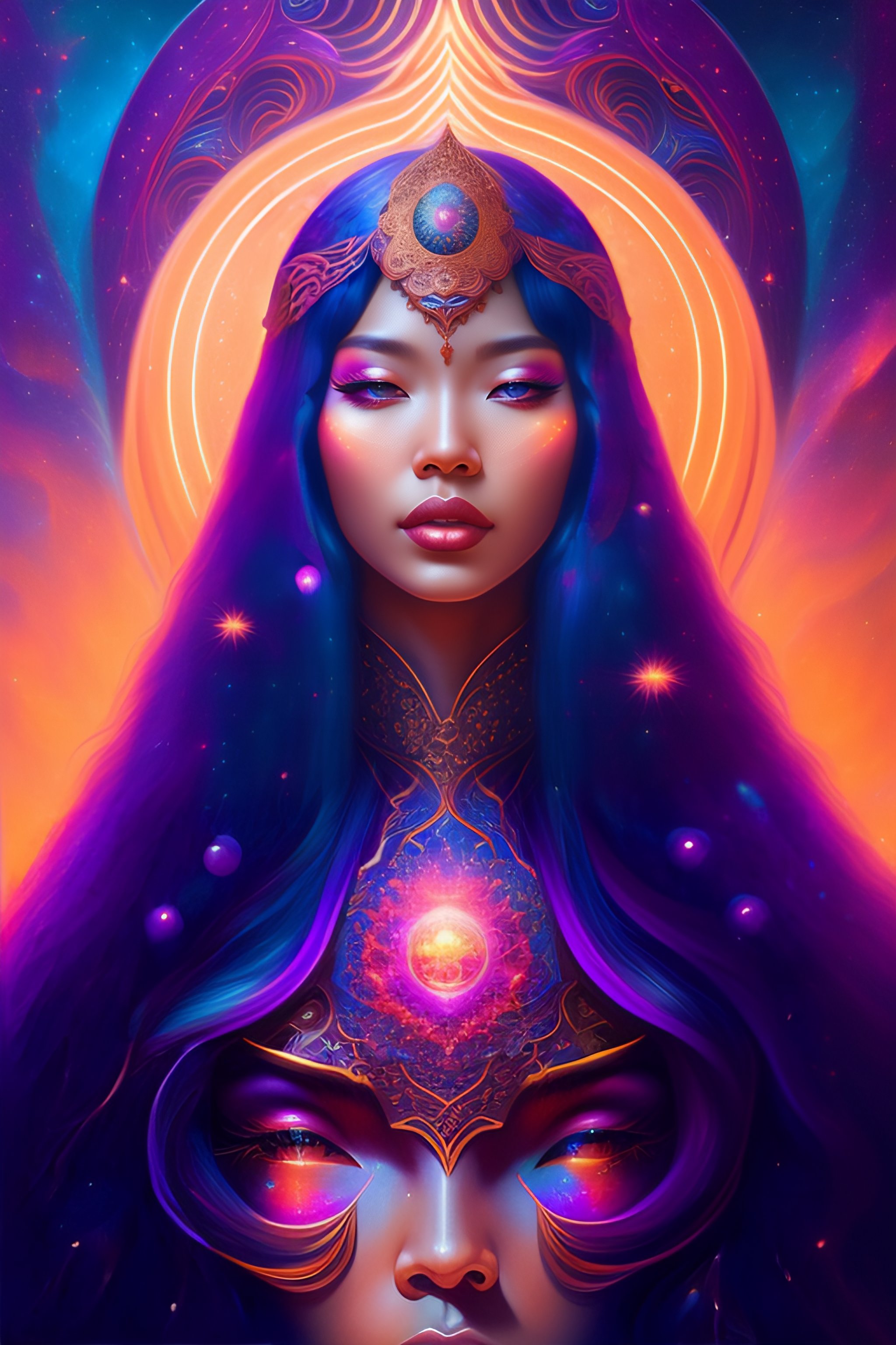 Lexica - Cosmic sorceress, nebulas, galactic, Concept art portrait by ...
