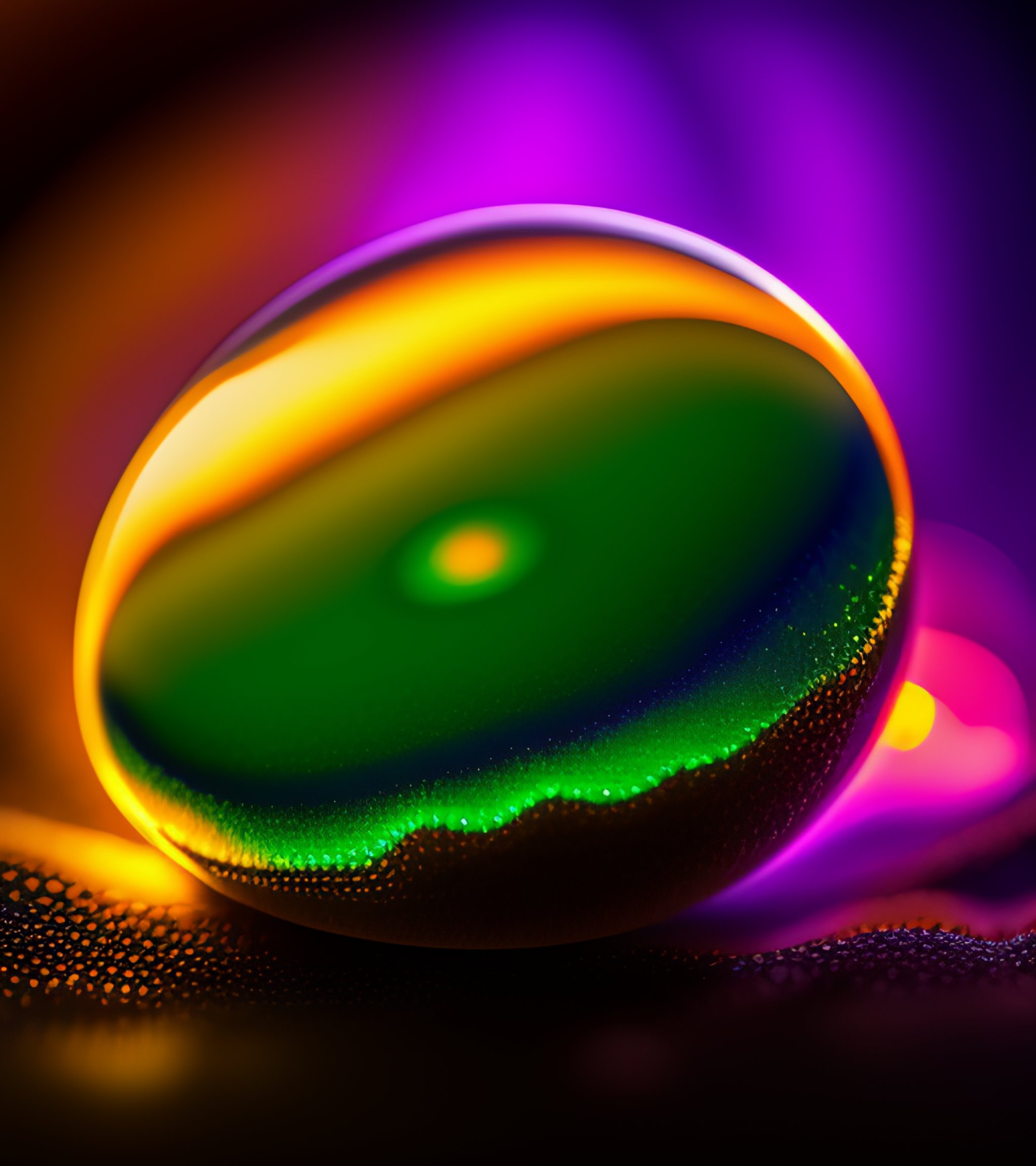 Lexica - A photograph of a luminous glossy iridescent black myxomycete ...